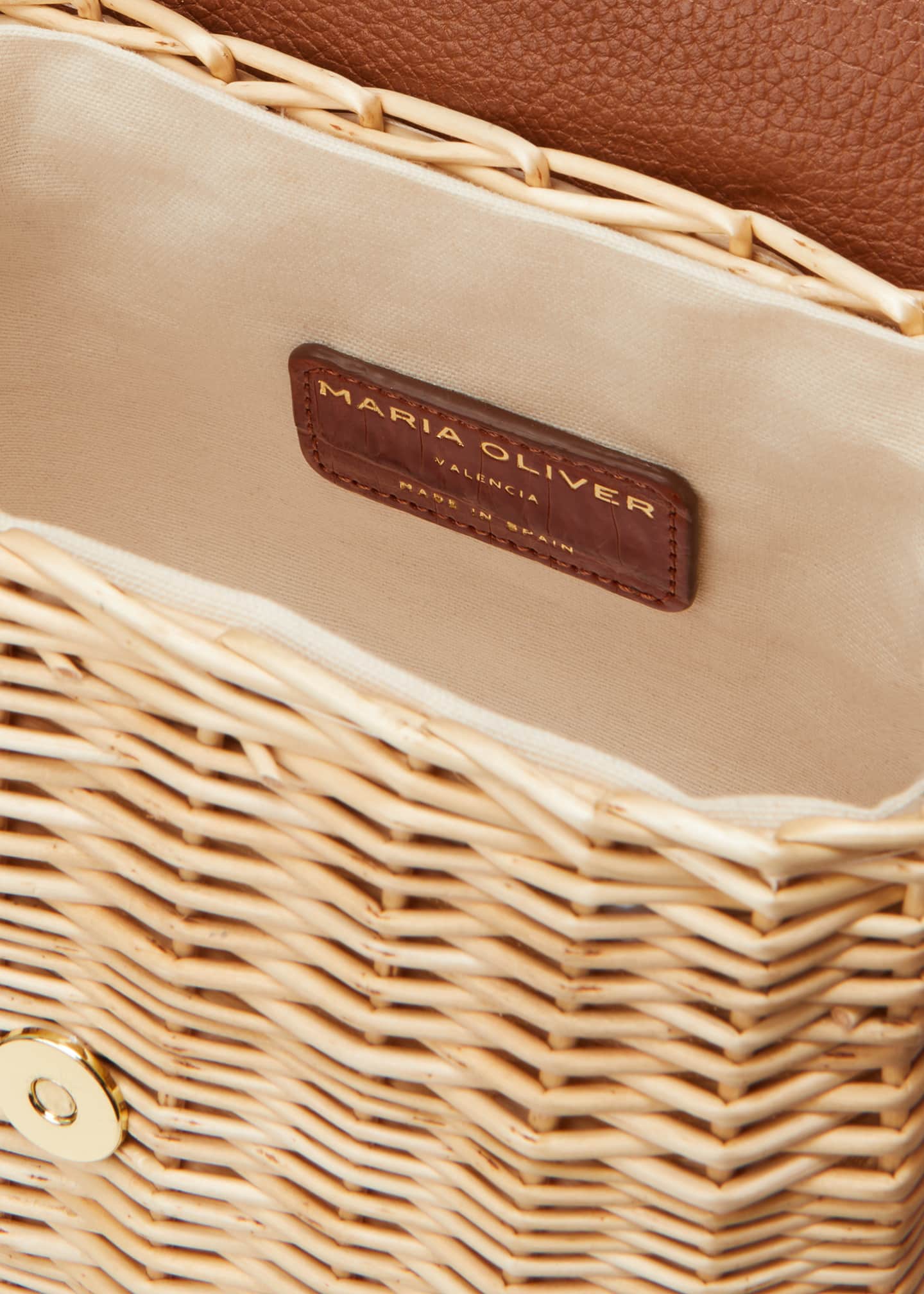 Maria Oliver Michelle Small Crocodile & Wicker Top-Handle Bag ...