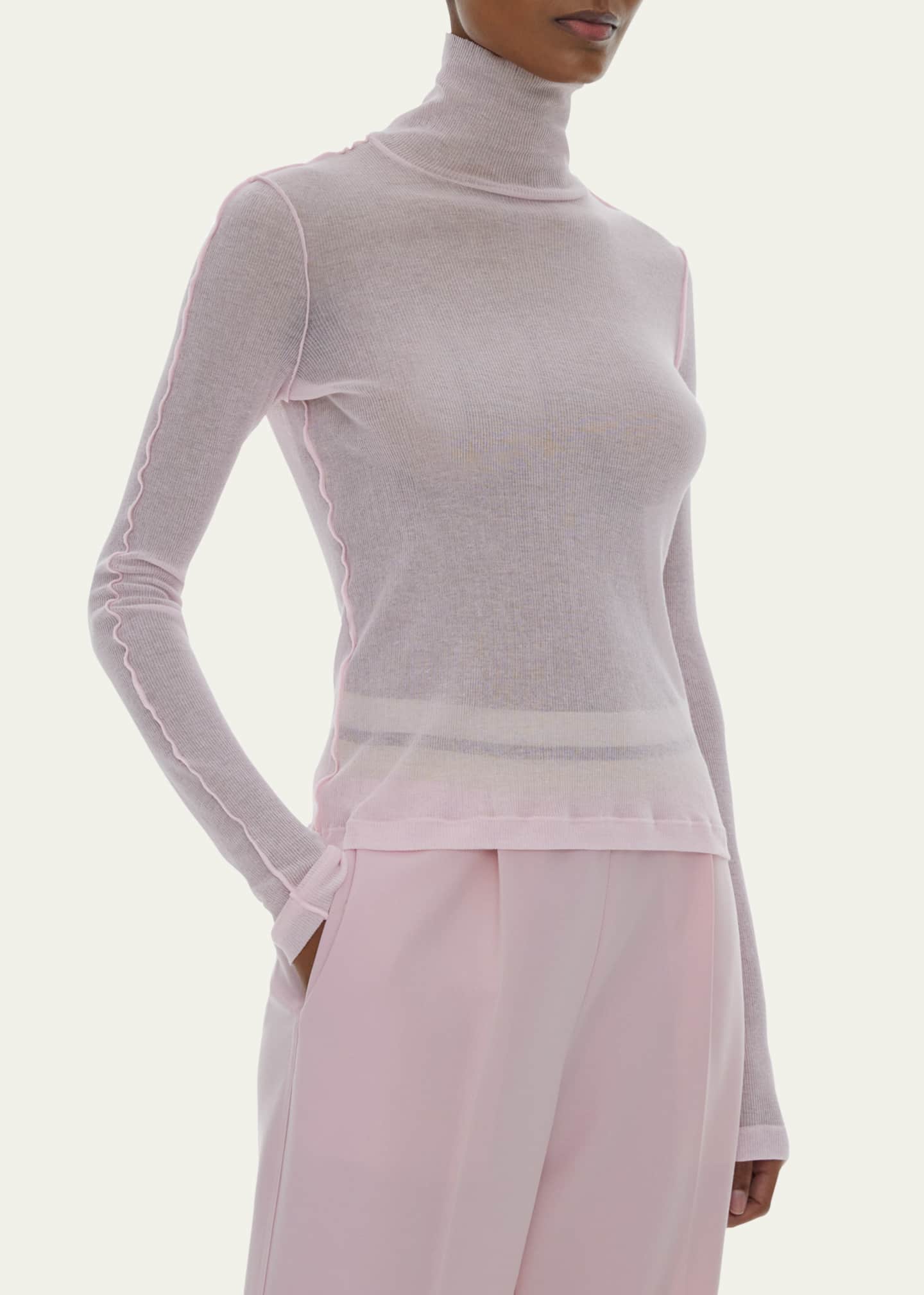 Helmut Lang Sheer Turtleneck Top - Bergdorf Goodman