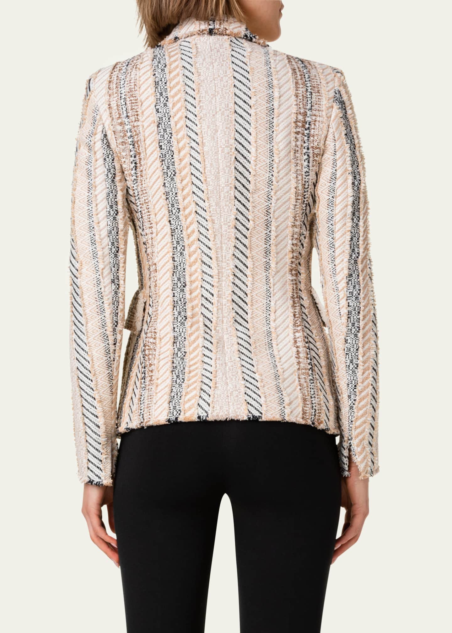 Akris punto Fringed Patchwork Tweed Blazer Jacket - Bergdorf Goodman