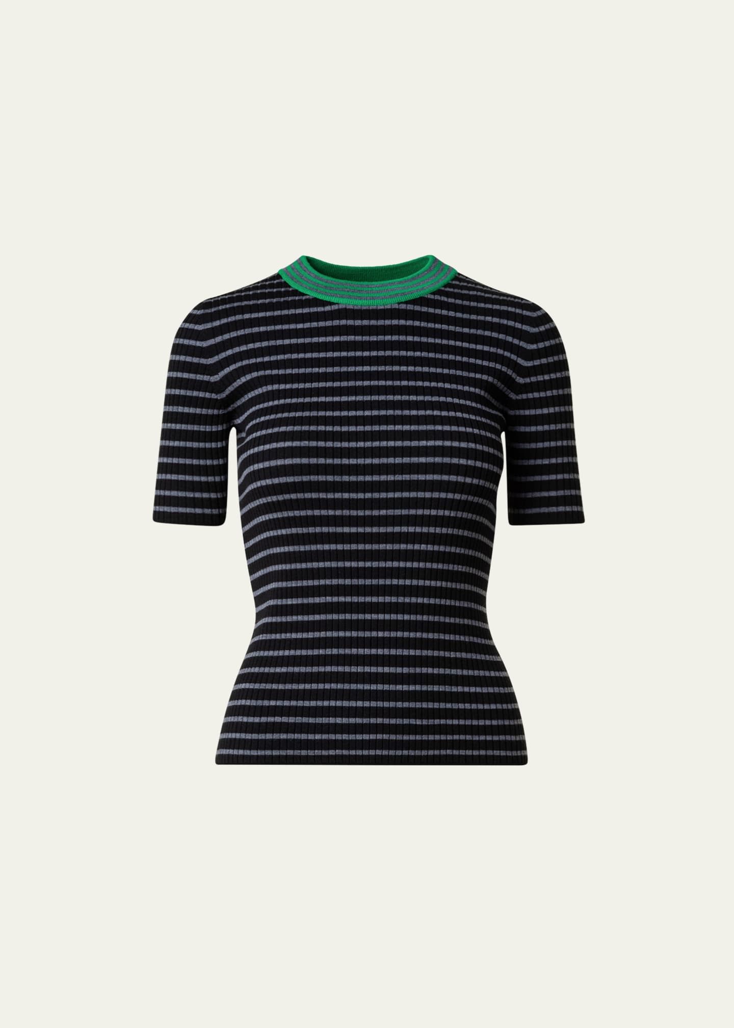 Akris punto Colorblock Stripes Ribbed Knit Wool Top - Bergdorf Goodman
