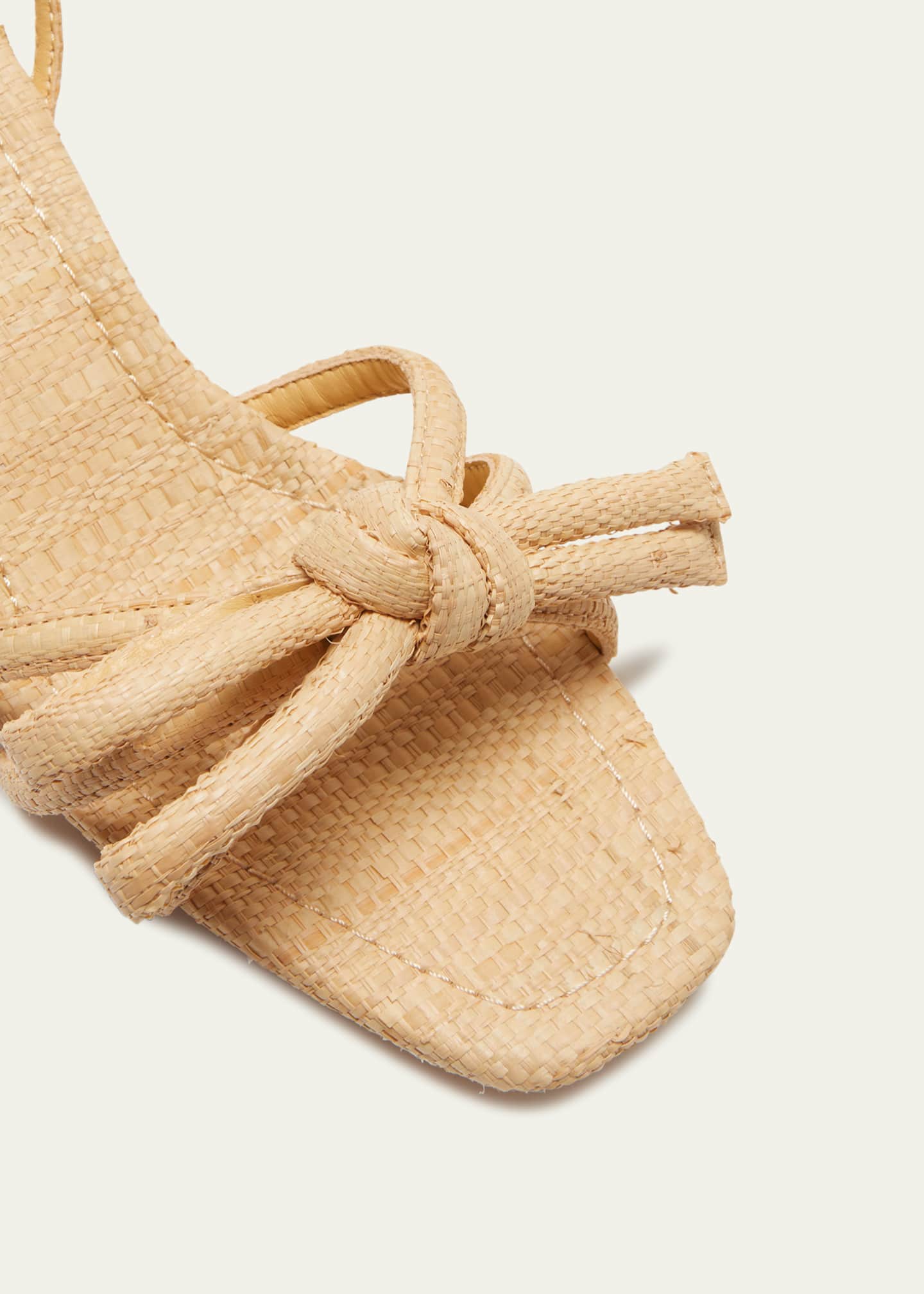 Loeffler Randall Mikel Raffia Block-Heel Sandals with Tubular Bow ...