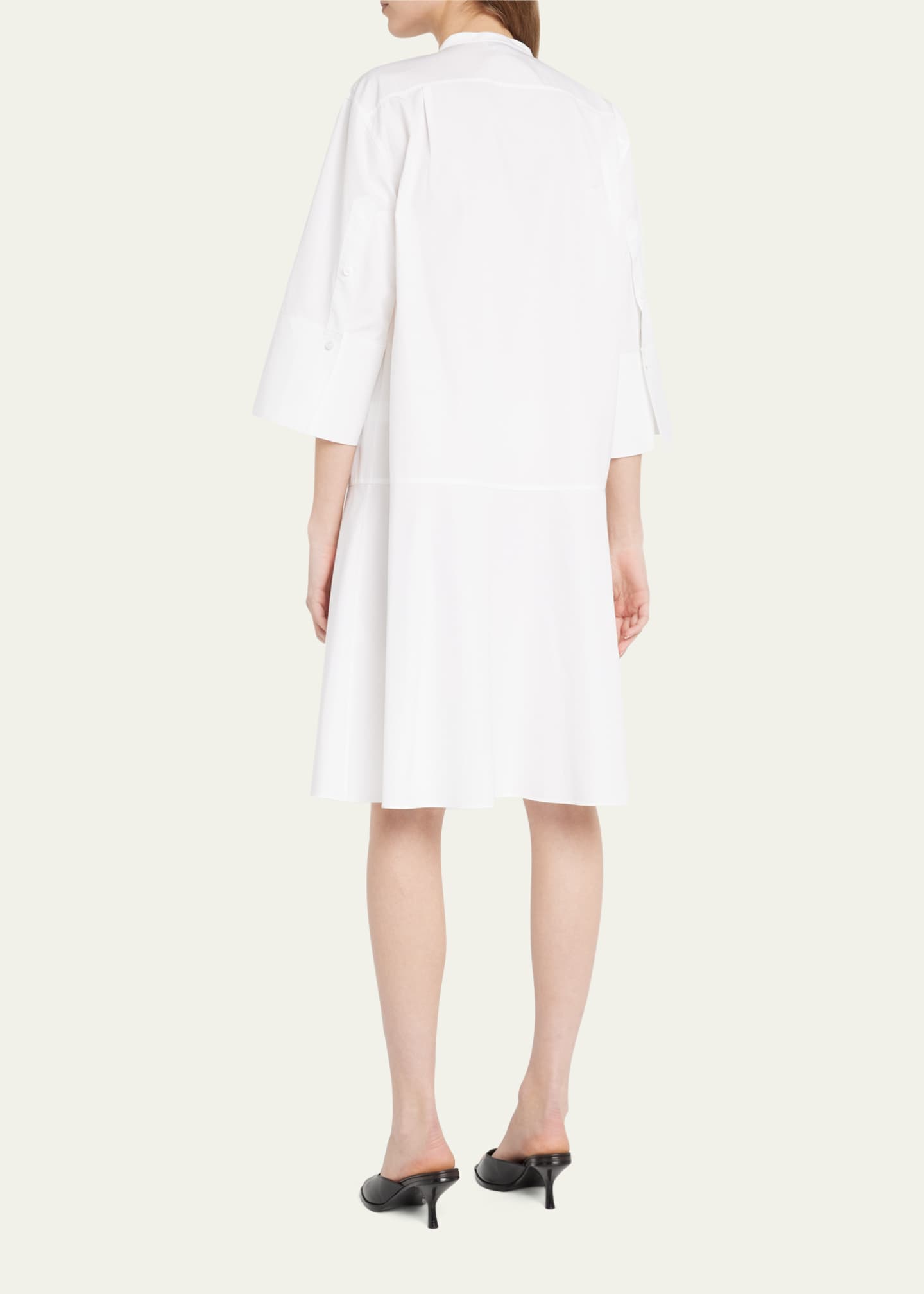 Lafayette 148 New York 3/4-Sleeve Bib-Front Poplin Midi Dress ...