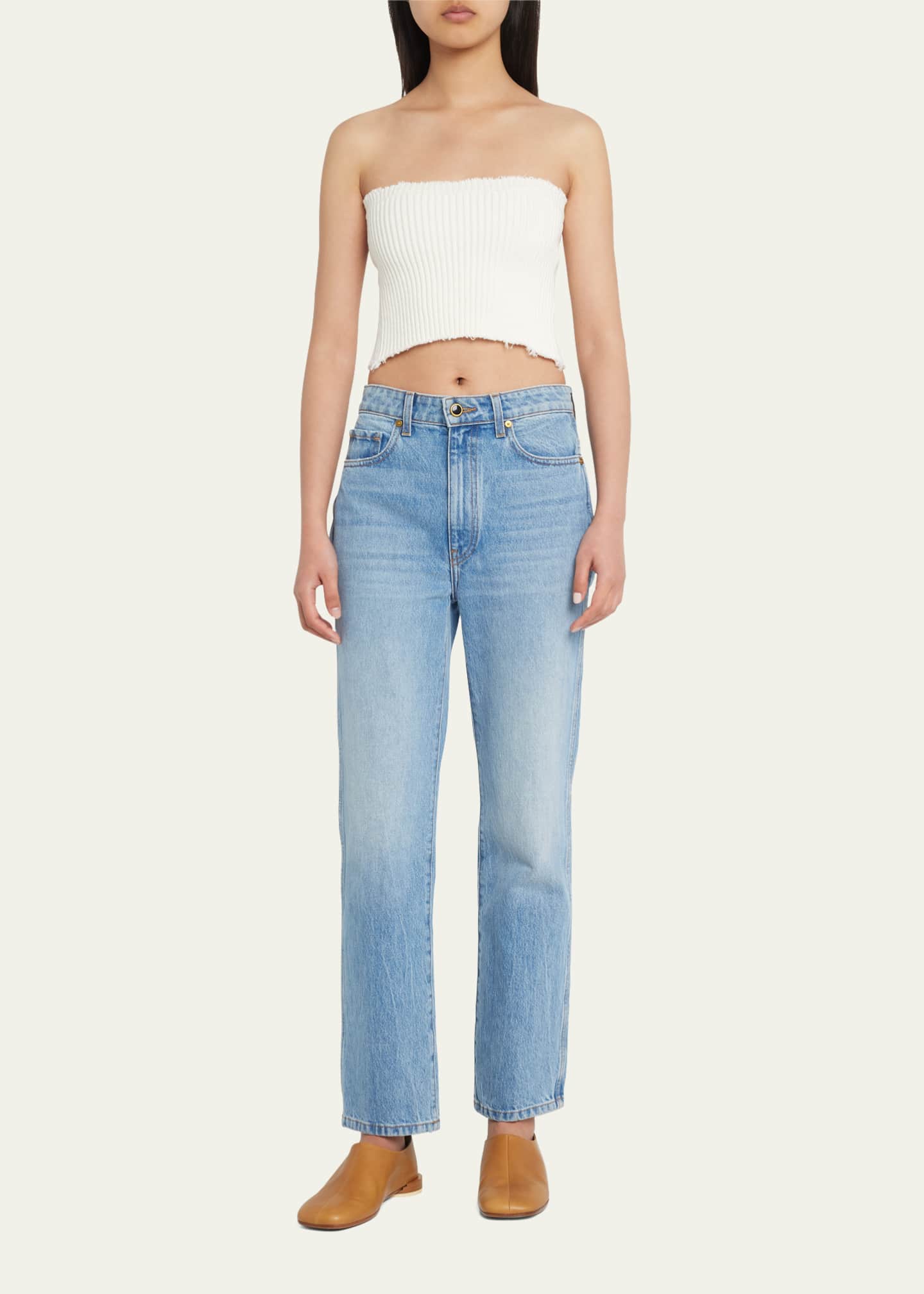MM6 Maison Margiela Ribbed Tube Top with Raw Trim - Bergdorf Goodman