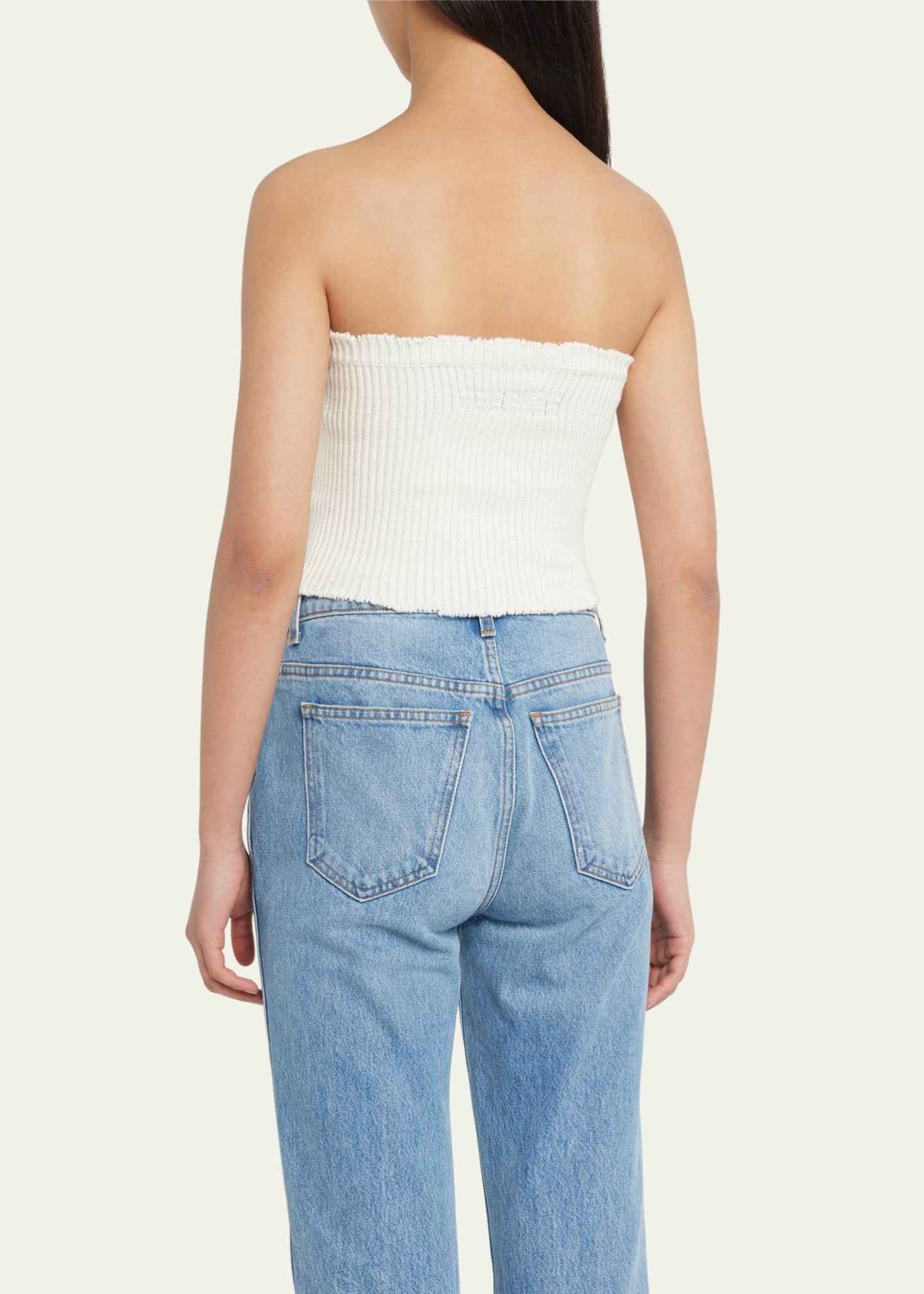 MM6 Maison Margiela Ribbed Tube Top with Raw Trim - Bergdorf Goodman