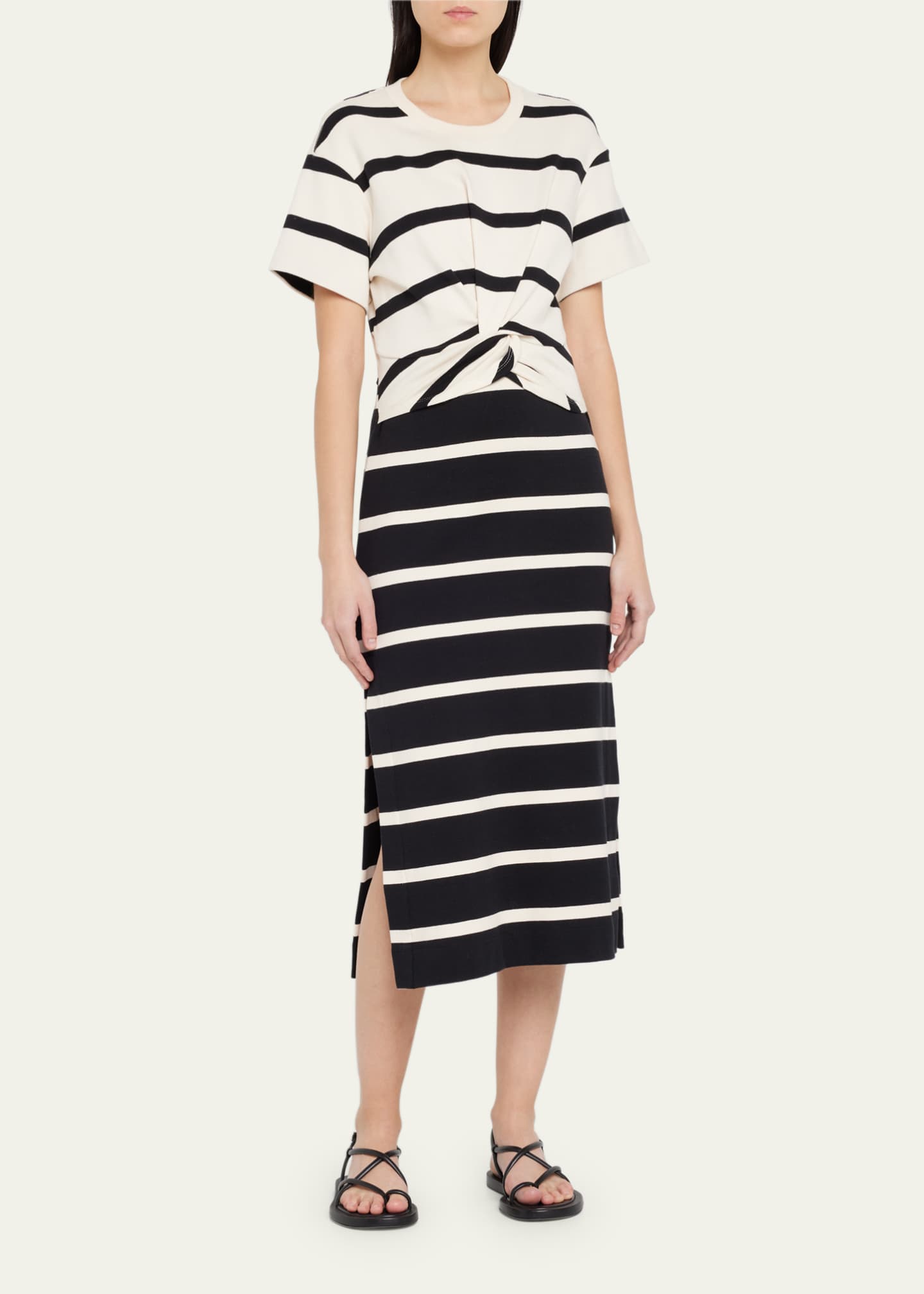 Tanya Taylor Willow Striped Twisted-Front Midi Dress - Bergdorf Goodman