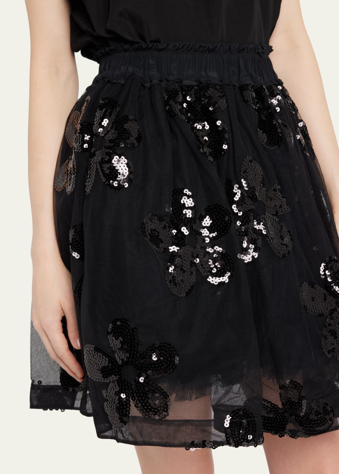 Simone Rocha Sequin-Embellished Layered Ruffle Tutu Mini Skirt ...