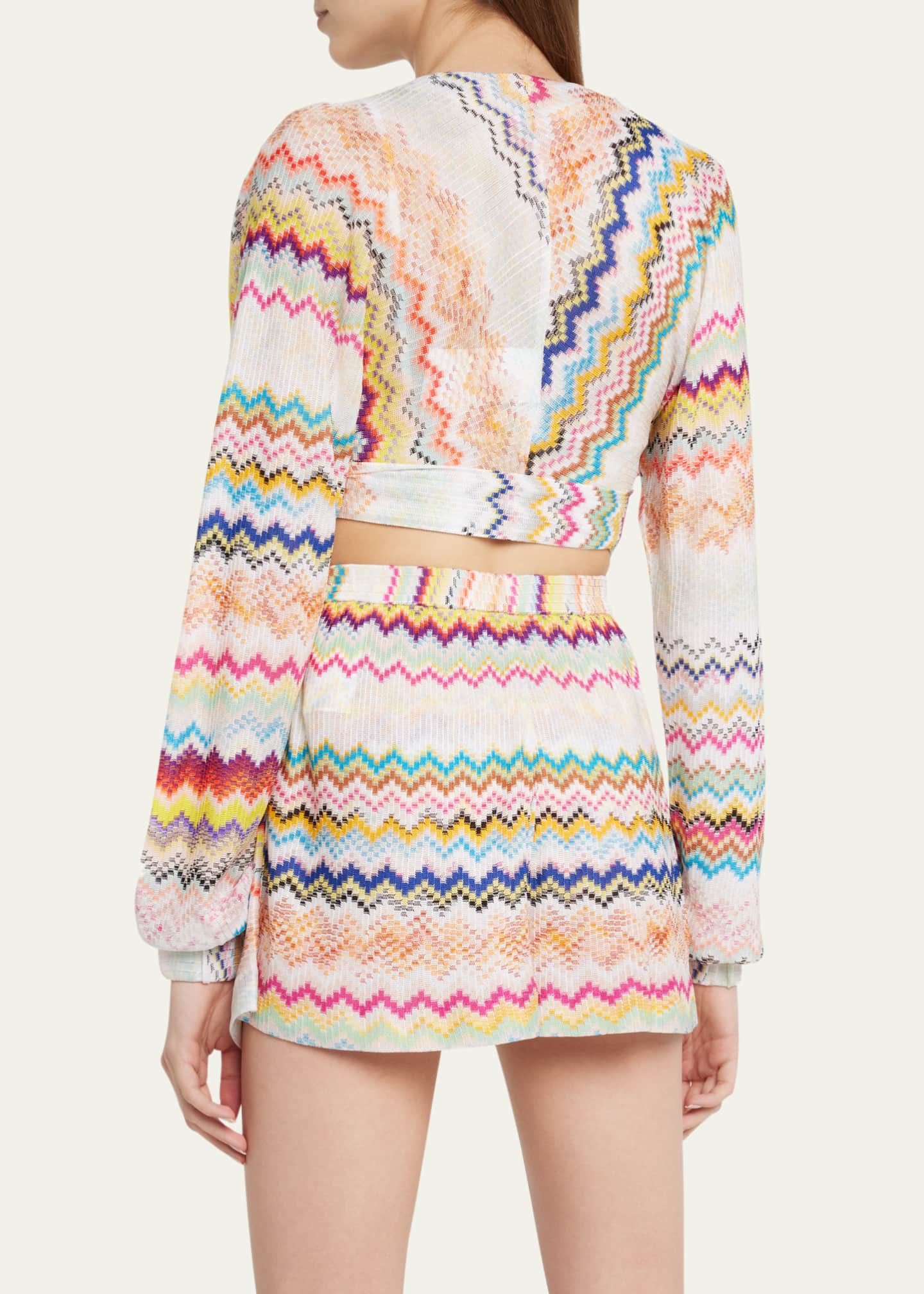 Missoni Multicolored Wrap-Tie Cropped Blouse - Bergdorf Goodman