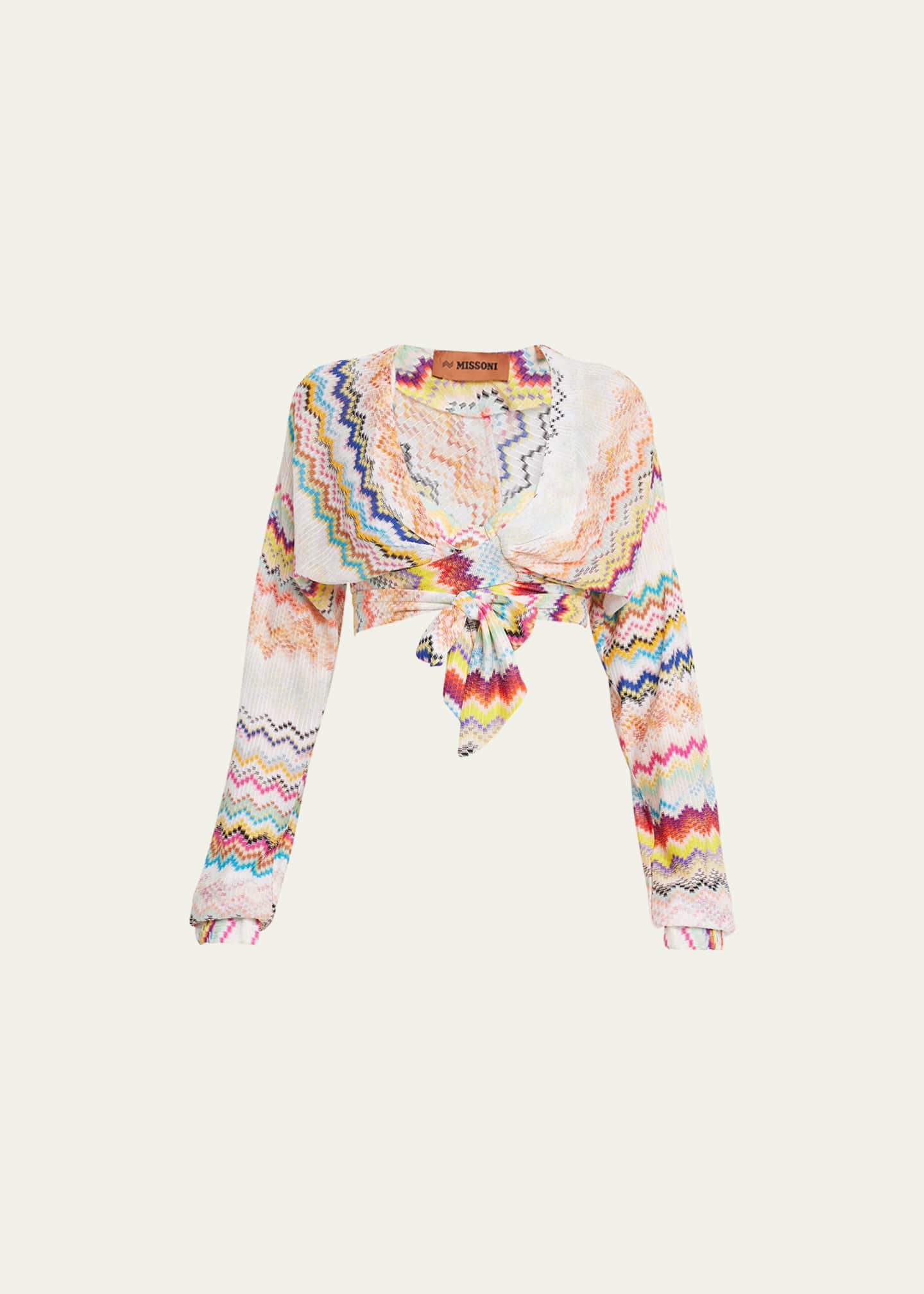 Missoni Multicolored Wrap Tie Cropped Blouse Bergdorf Goodman
