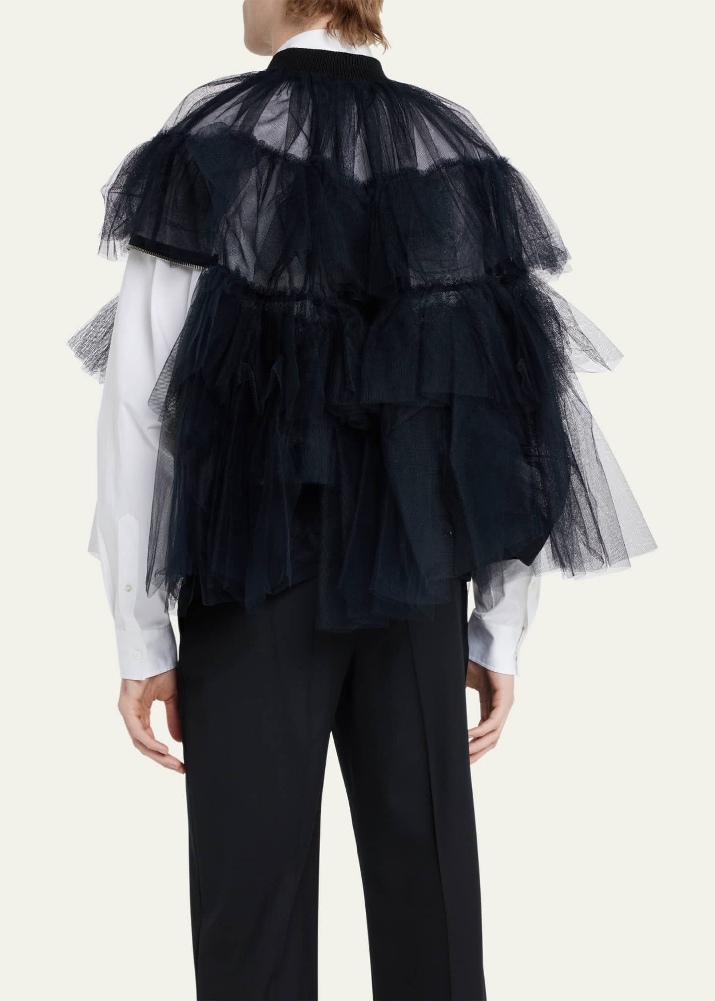 Simone Rocha Men's Tiered Tulle Cape Jacket - Bergdorf Goodman