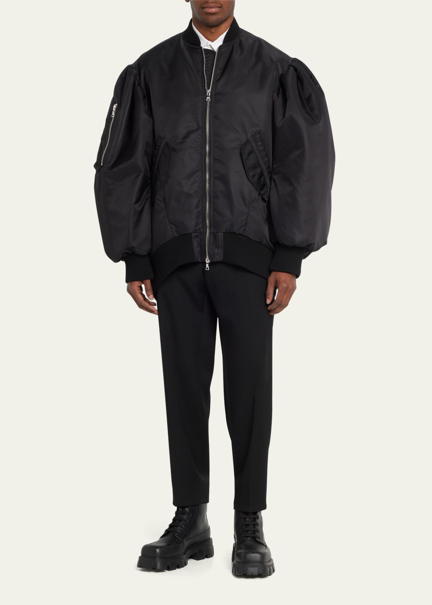 Simone Rocha Men's Puff-Sleeve Nylon Bomber Jacket - Bergdorf Goodman