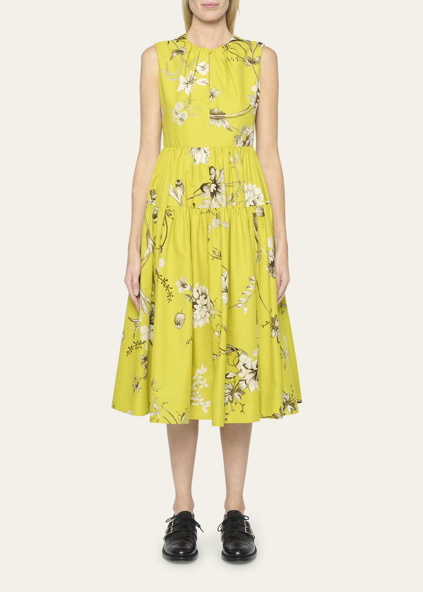 Erdem Floral Print Tiered Midi Dress - Bergdorf Goodman
