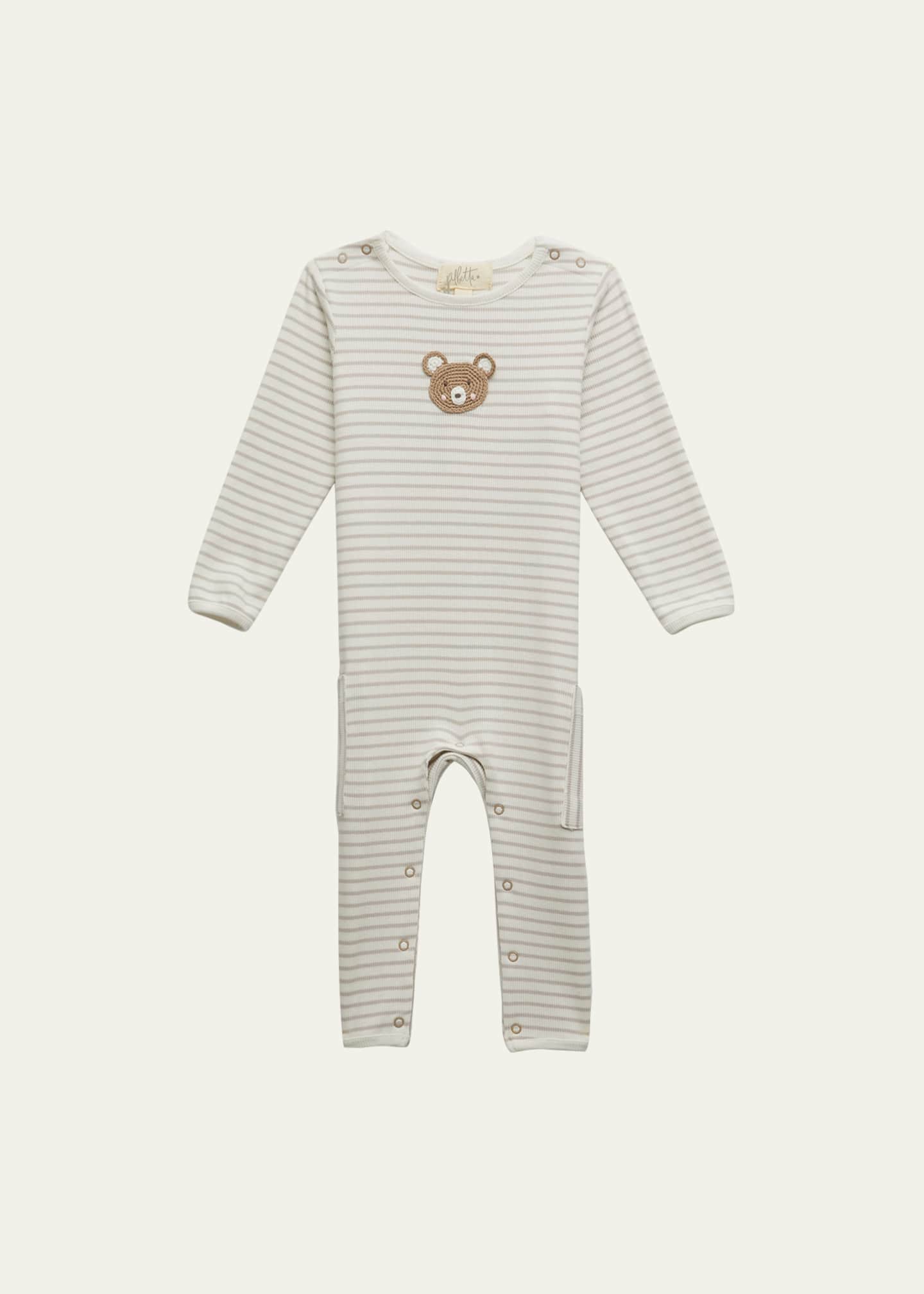 Albetta Kid's Crocheted Bear Striped Playsuit, Size Newborn-12M ...