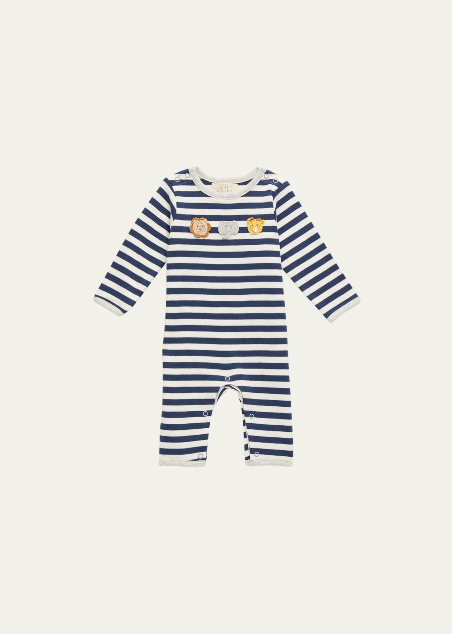 Albetta Kid's Striped Animal Hand Crotched Playsuit, Size Newborn-12M ...