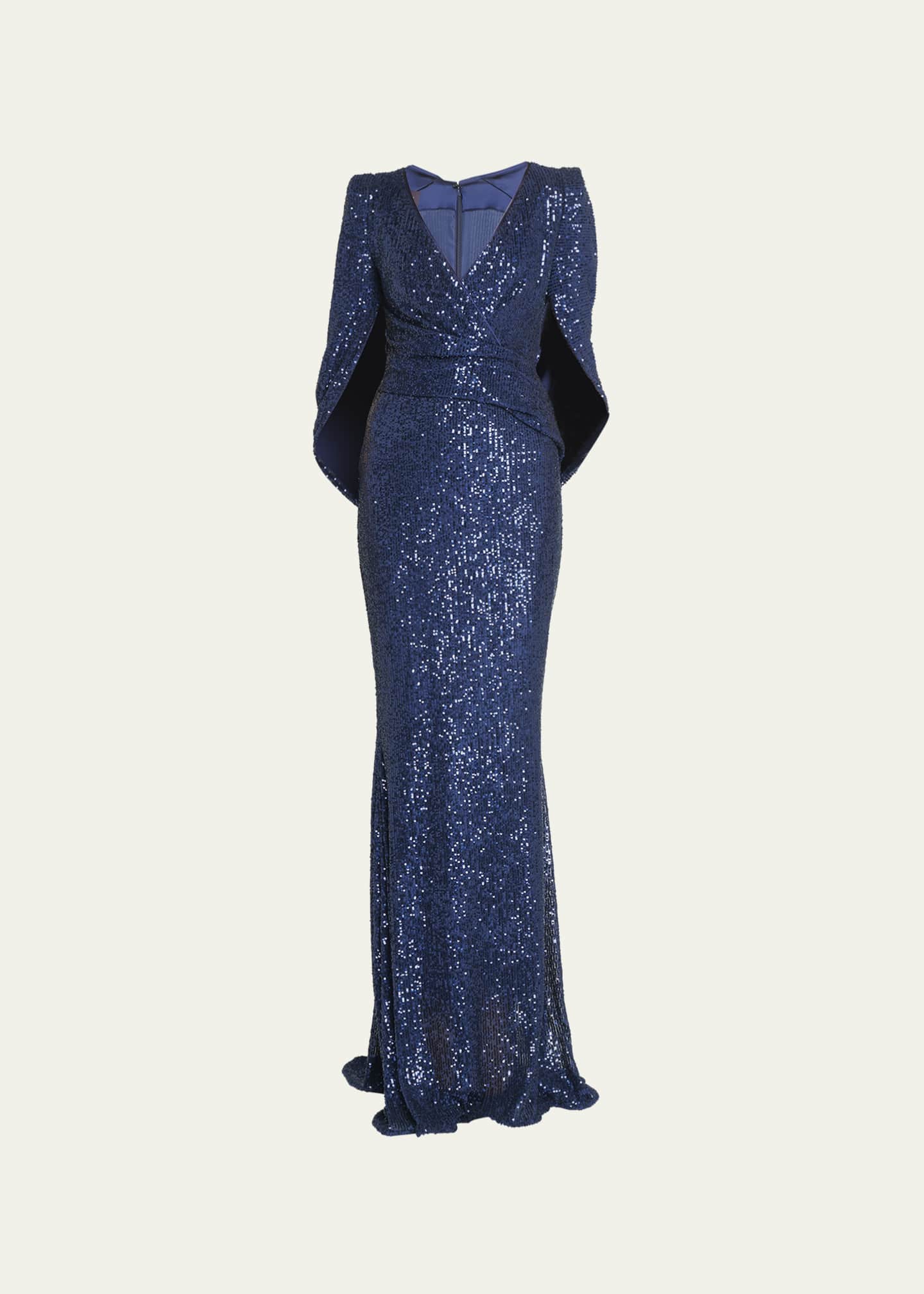 Talbot Runhof Matrix Micro Sequin-Embellished Cape Gown - Bergdorf Goodman