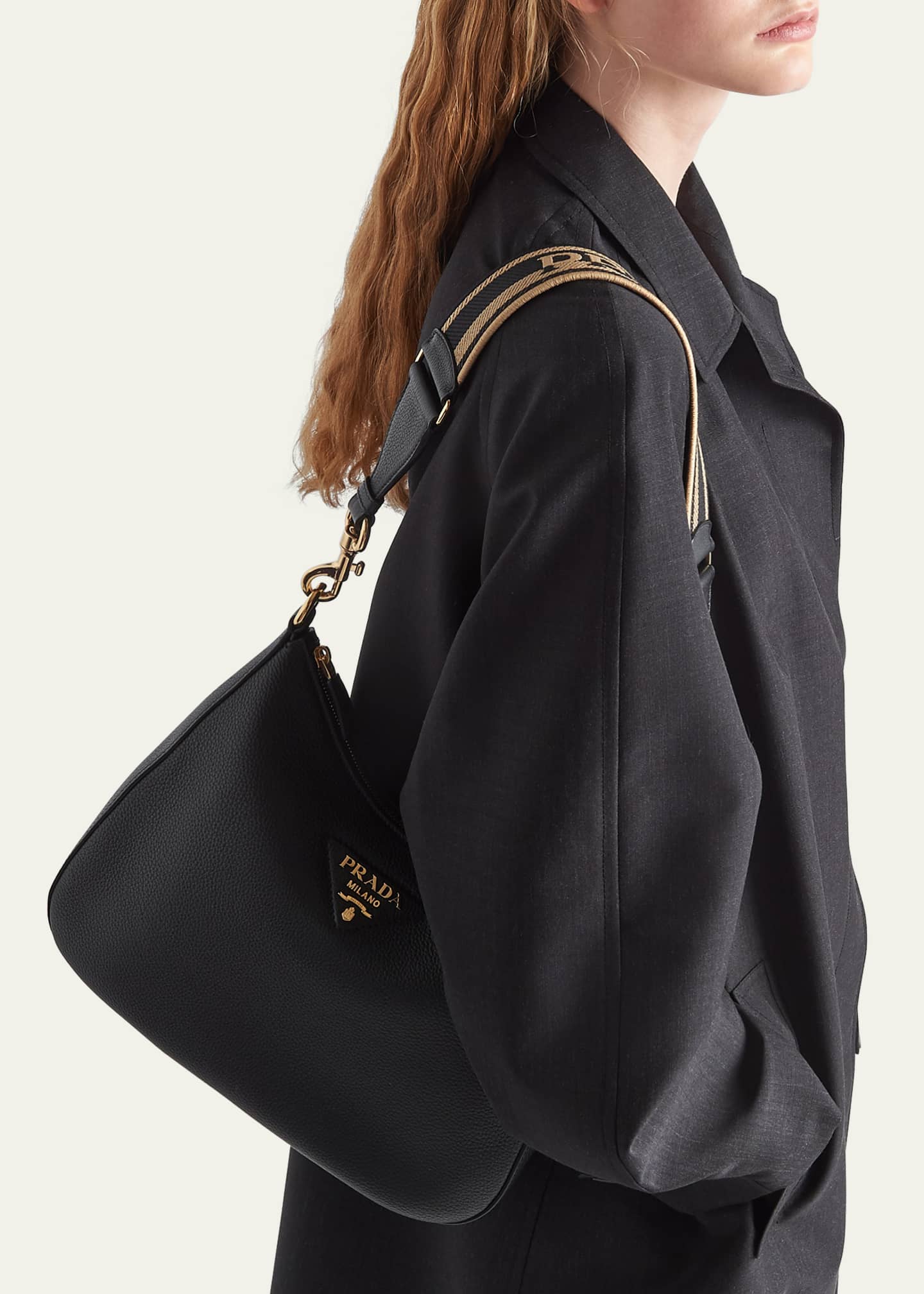 Prada Zip Leather Hobo Bag - Bergdorf Goodman