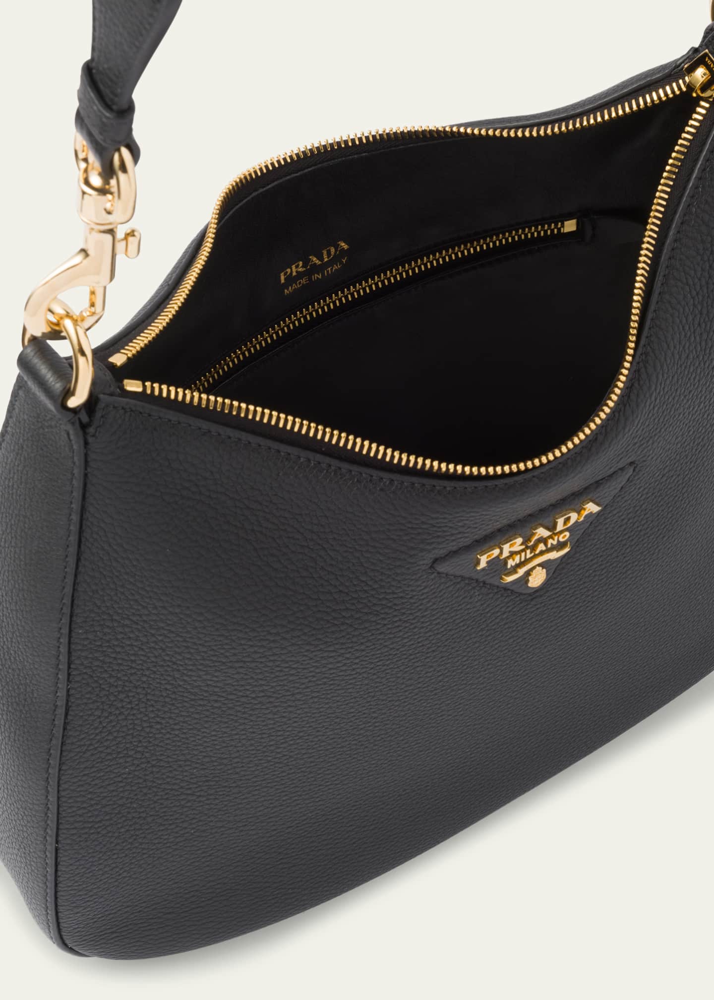 Prada Zip Leather Hobo Bag - Bergdorf Goodman