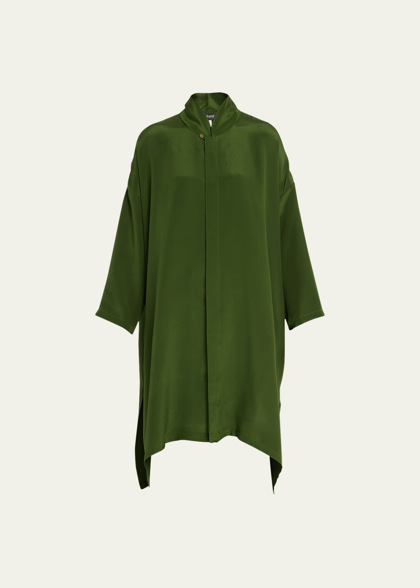 Eskandar Wide A-line Shirt With Chinese Collar and Side Slits (Very ...