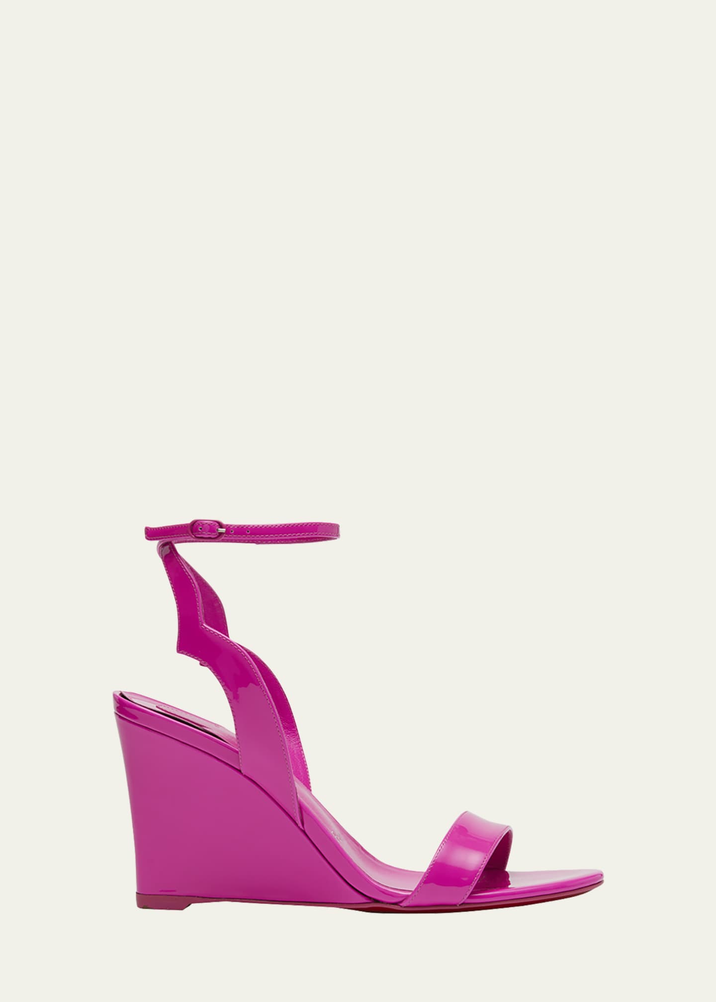 Christian Louboutin Zeppa Patent Ankle-Strap Wedge Sandals - Bergdorf ...