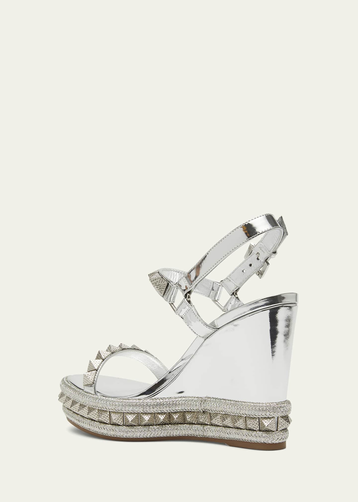 Christian Louboutin Pyraclou Metallic Spike Wedge Sandals - Bergdorf ...