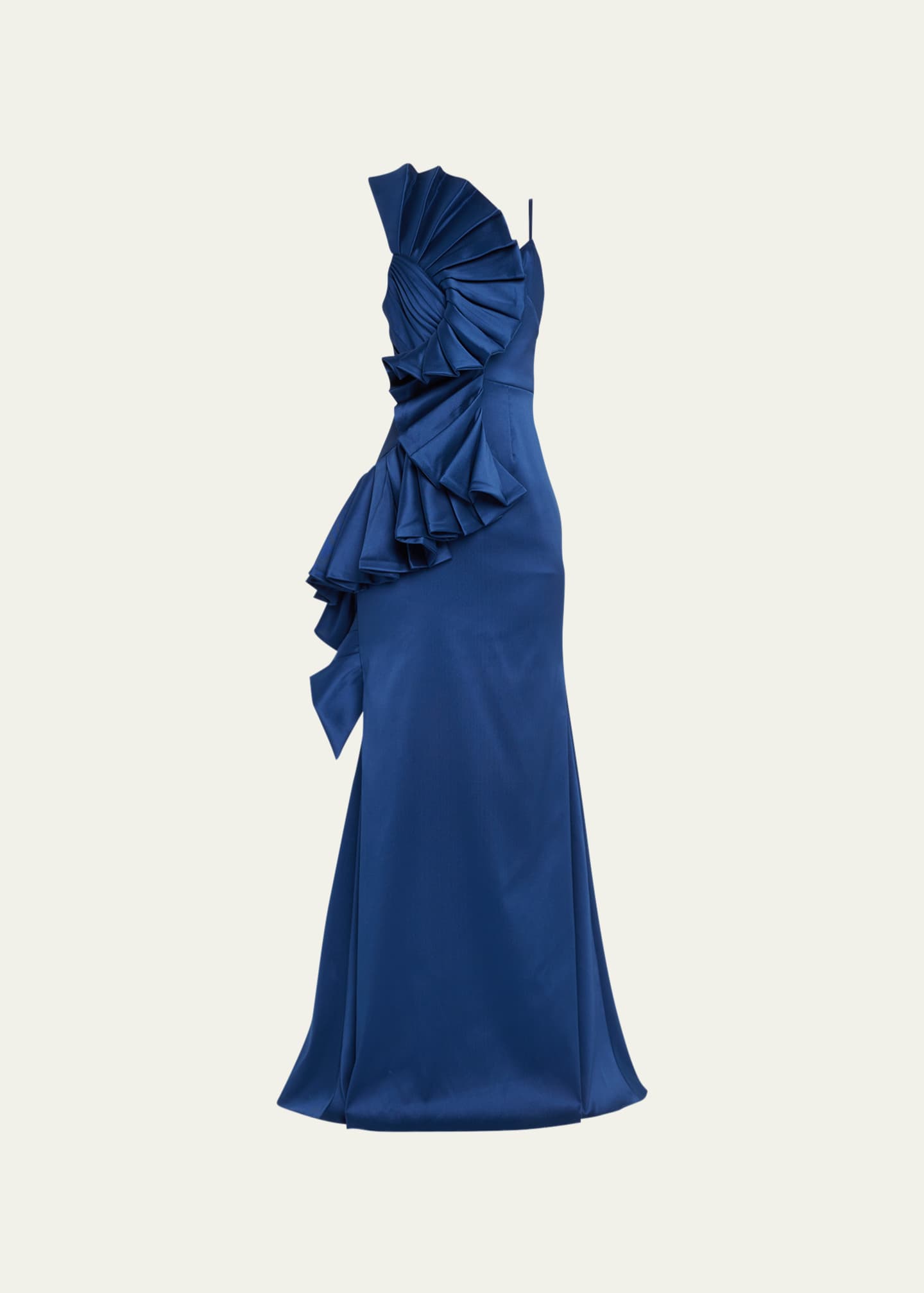 Badgley Mischka Collection Pleated-Swirl Sleeveless A-Line Gown ...