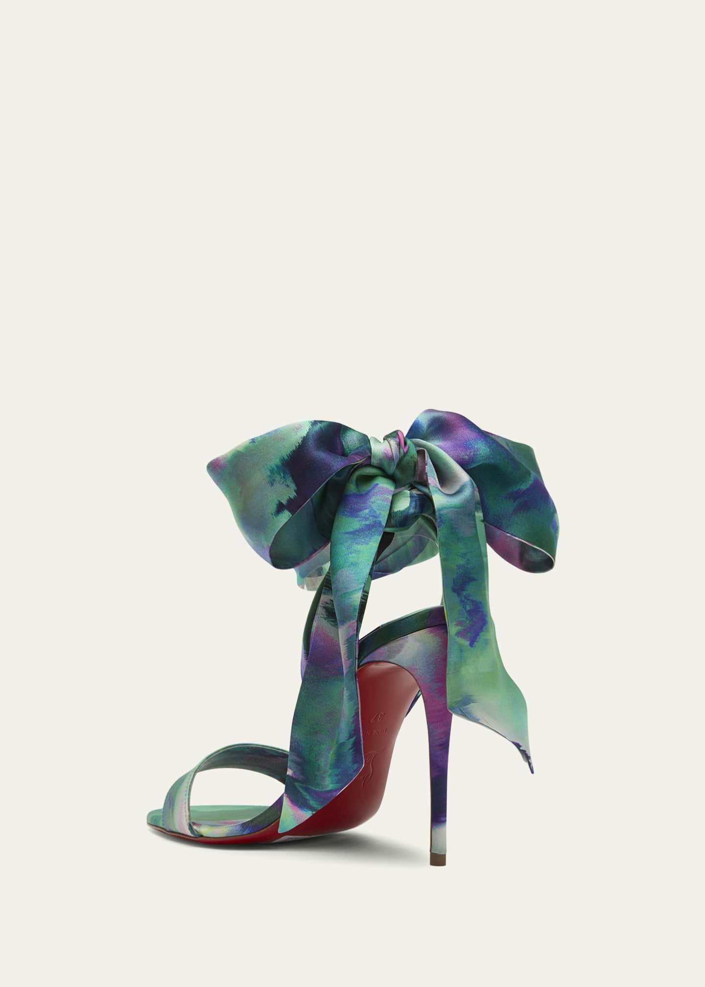 Christian Louboutin Sandale Du Desert Red Sole Silk High-Heel Sandals ...