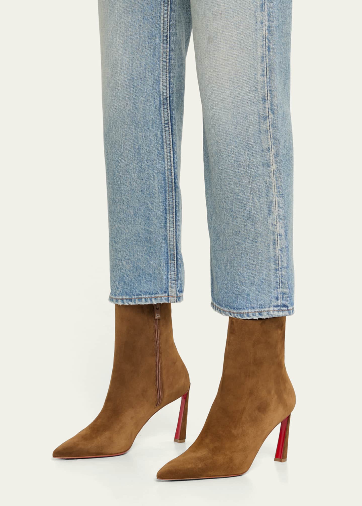 Christian Louboutin Condora Suede Stiletto Red Sole Booties - Bergdorf ...