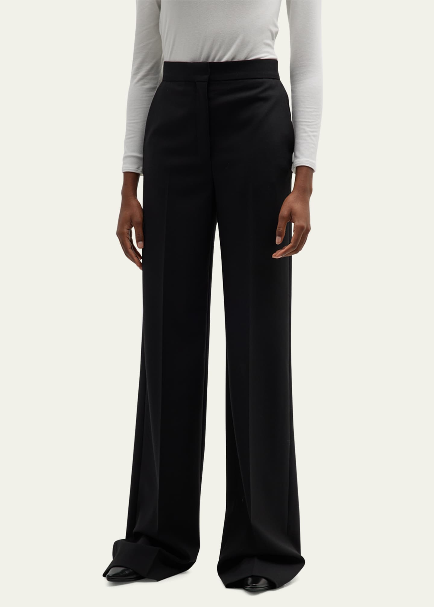 THE ROW Delton High-Rise Wide-Leg Wool Pants - Bergdorf Goodman