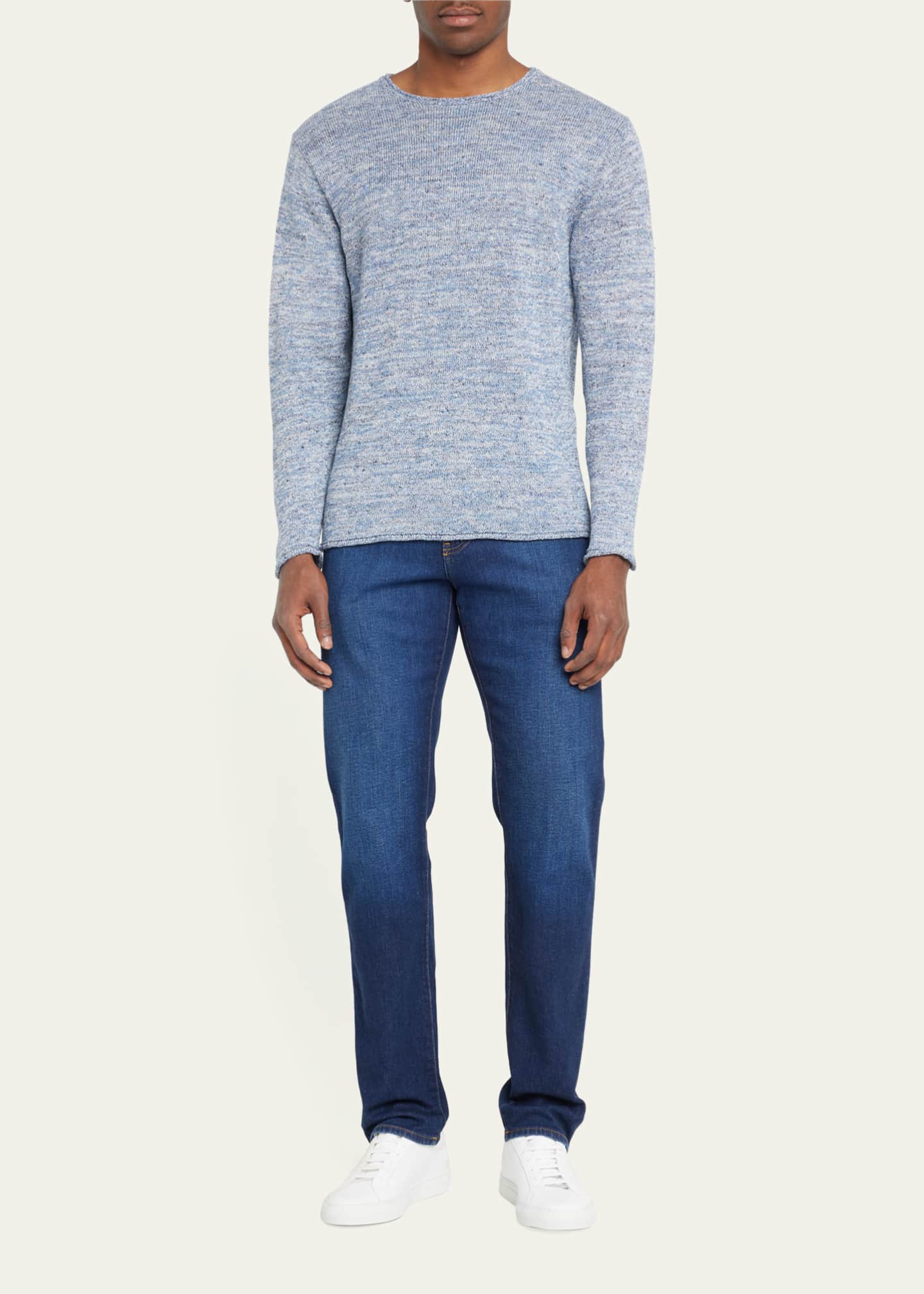 Inis Meain Men's Washed Linen Crewneck Sweater - Bergdorf Goodman
