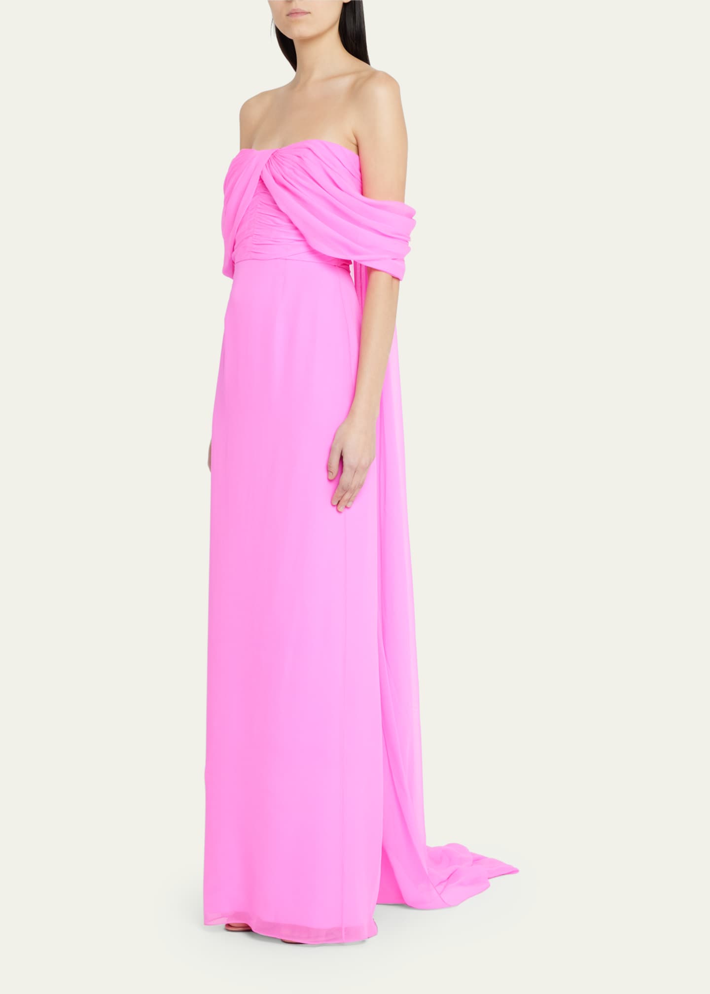 Markarian Anthea Draped Silk Chiffon Off-the-Shoulder Gown - Bergdorf ...