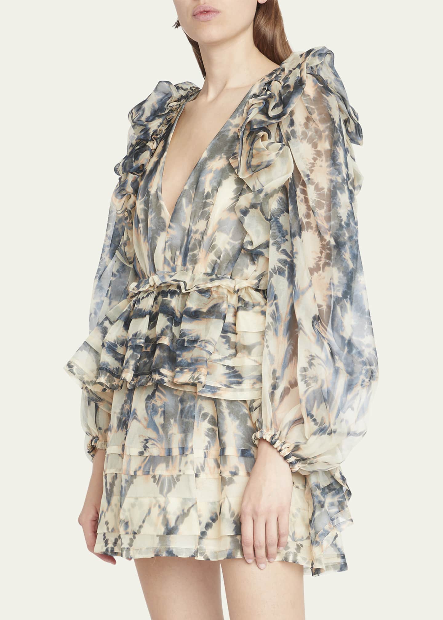 Ulla Johnson Adelaide Puff-Sleeve Silk Organza Mini Dress - Bergdorf Goodman