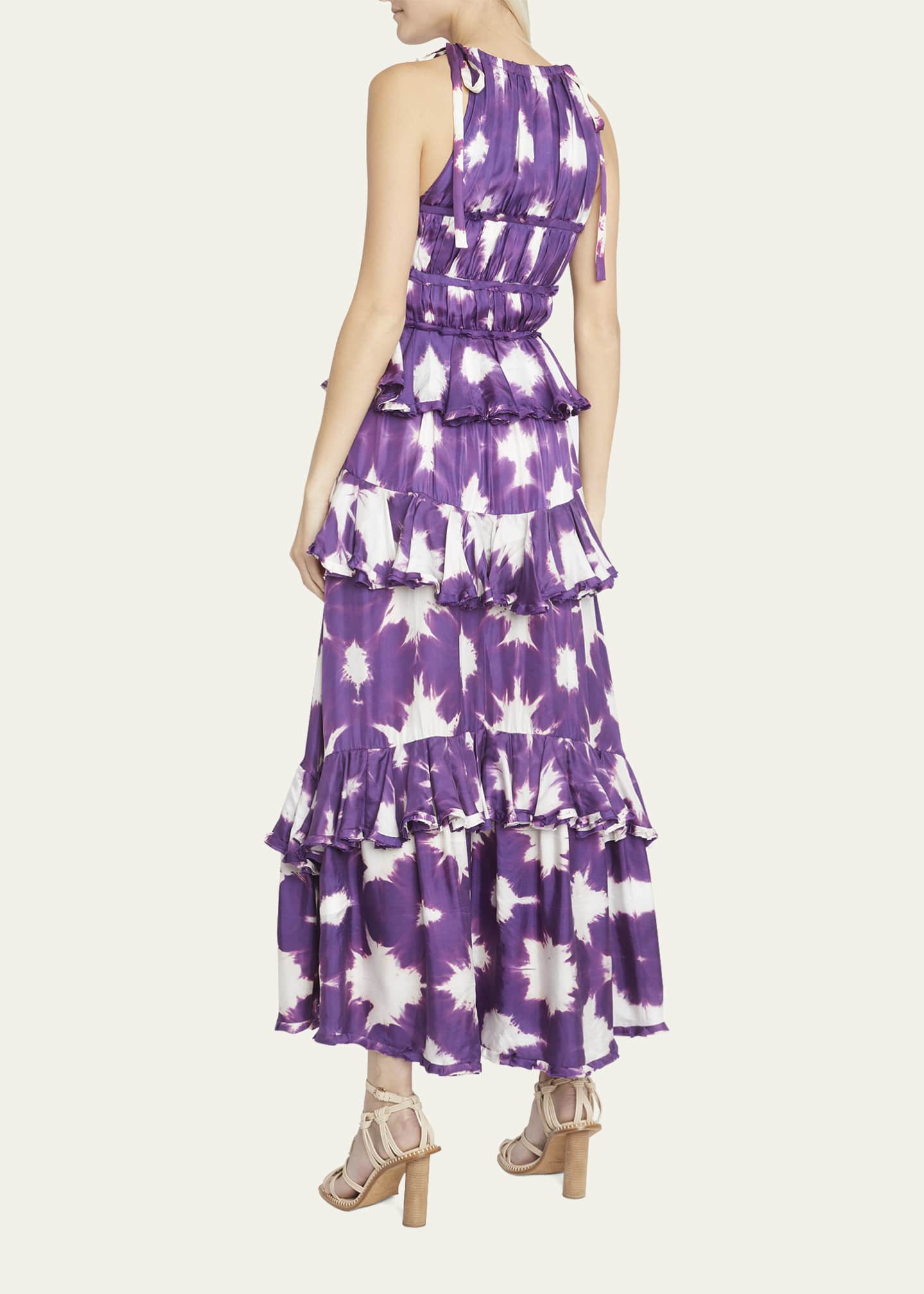 Ulla Johnson Serafina Tiered Ruffle Shibori Silk Gown - Bergdorf Goodman