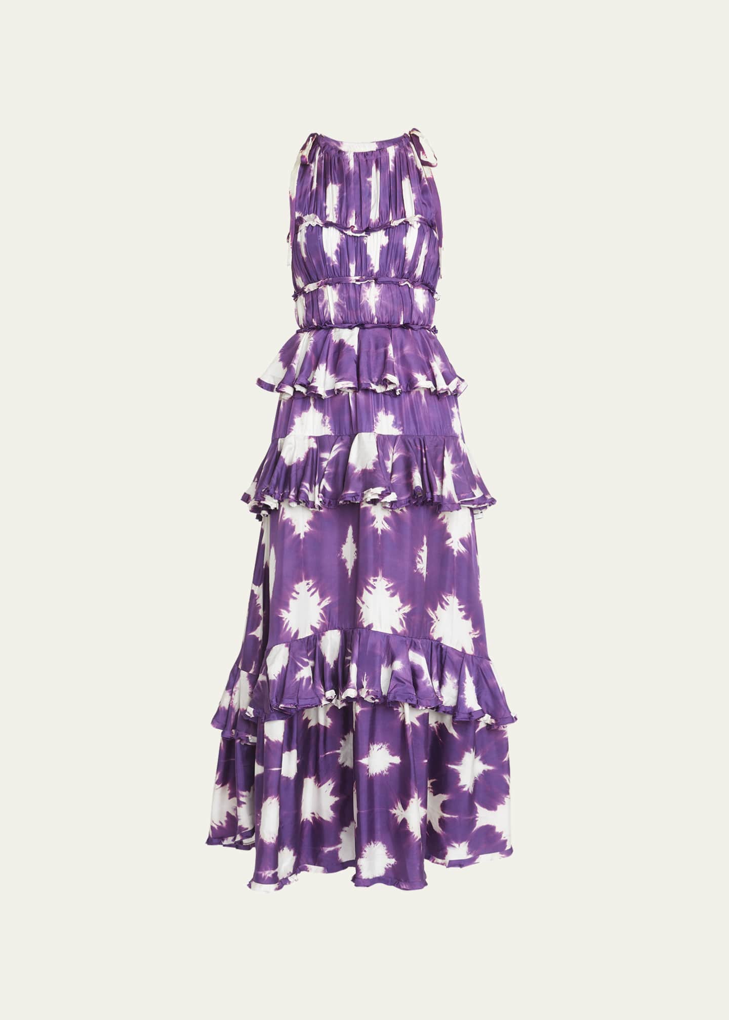Ulla Johnson Serafina Tiered Ruffle Shibori Silk Gown - Bergdorf Goodman