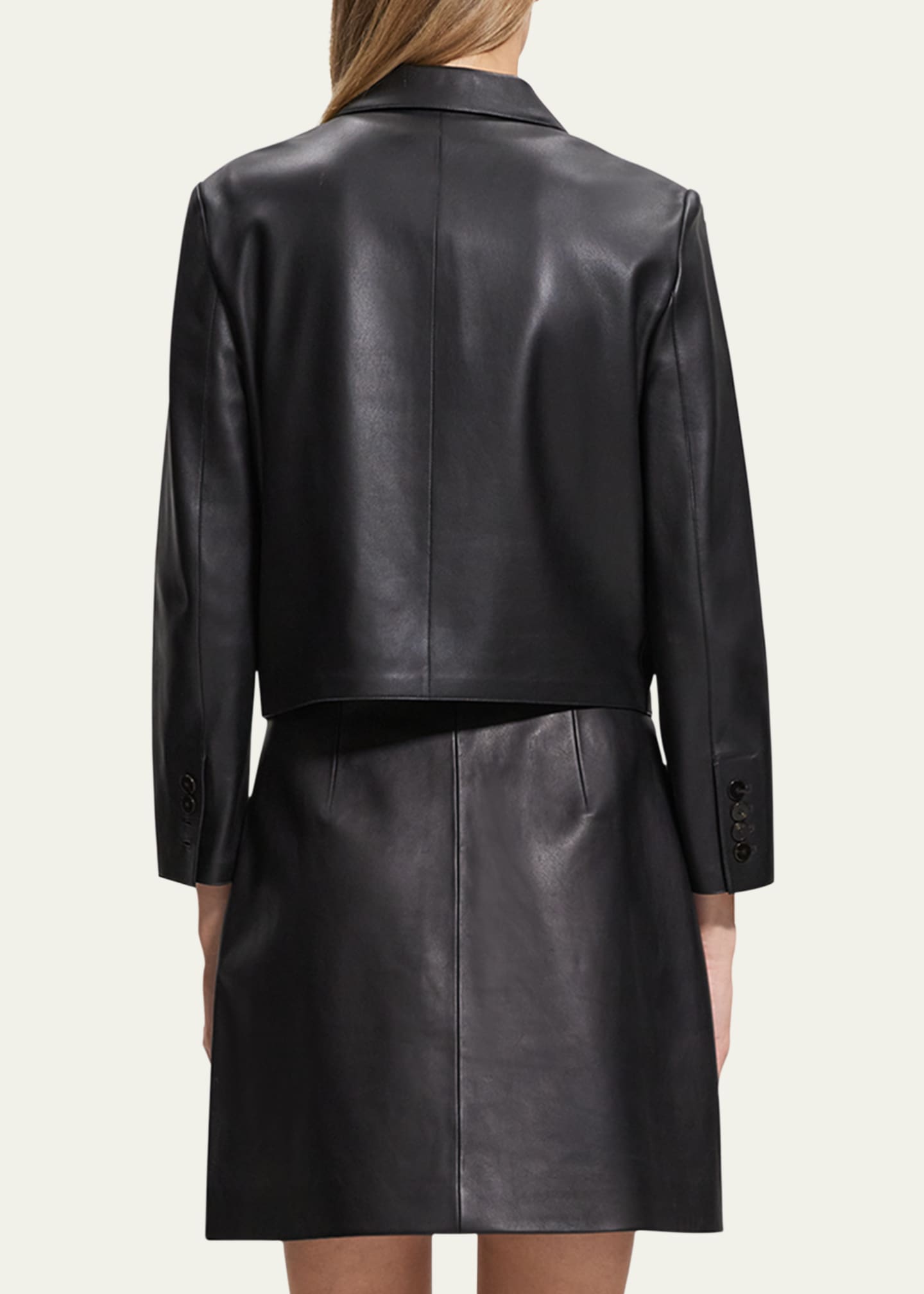 Theory Cropped Leather Jacket with Flap Pockets - Bergdorf Goodman
