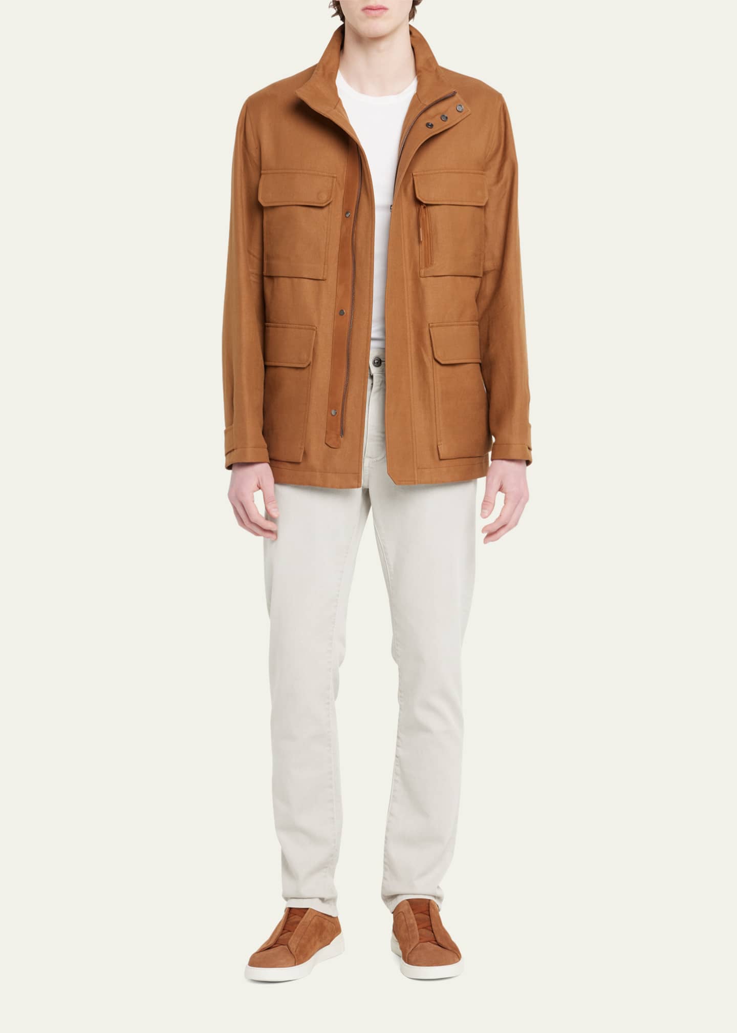 ZEGNA Men's Vicuna Linen Utility Jacket - Bergdorf Goodman
