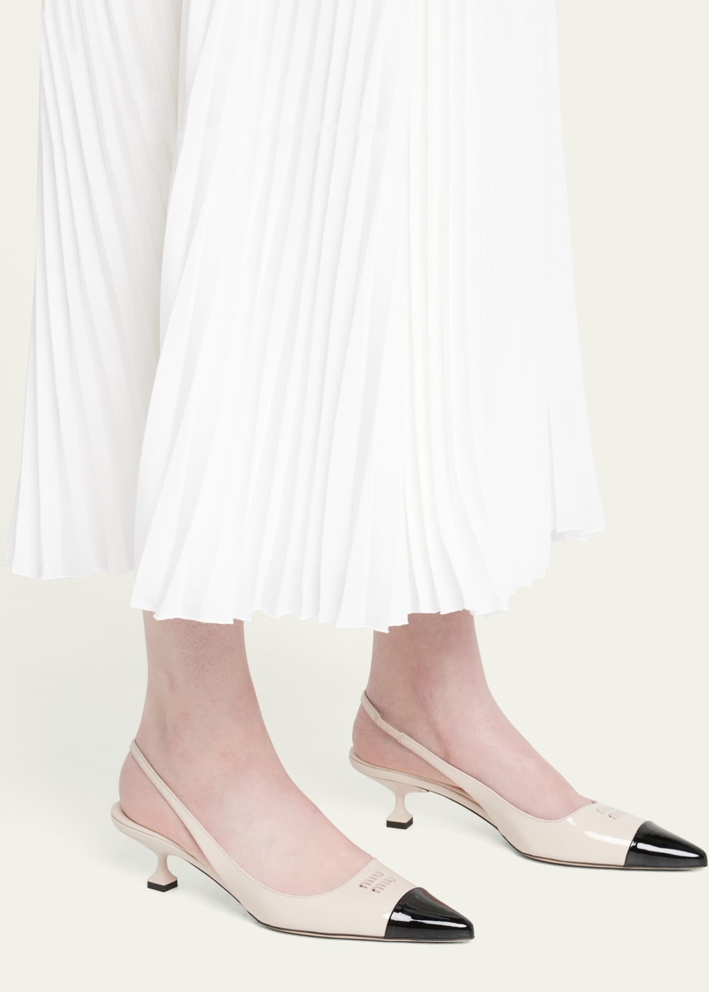 Miu Miu Patent Cap-Toe Slingback Pumps - Bergdorf Goodman
