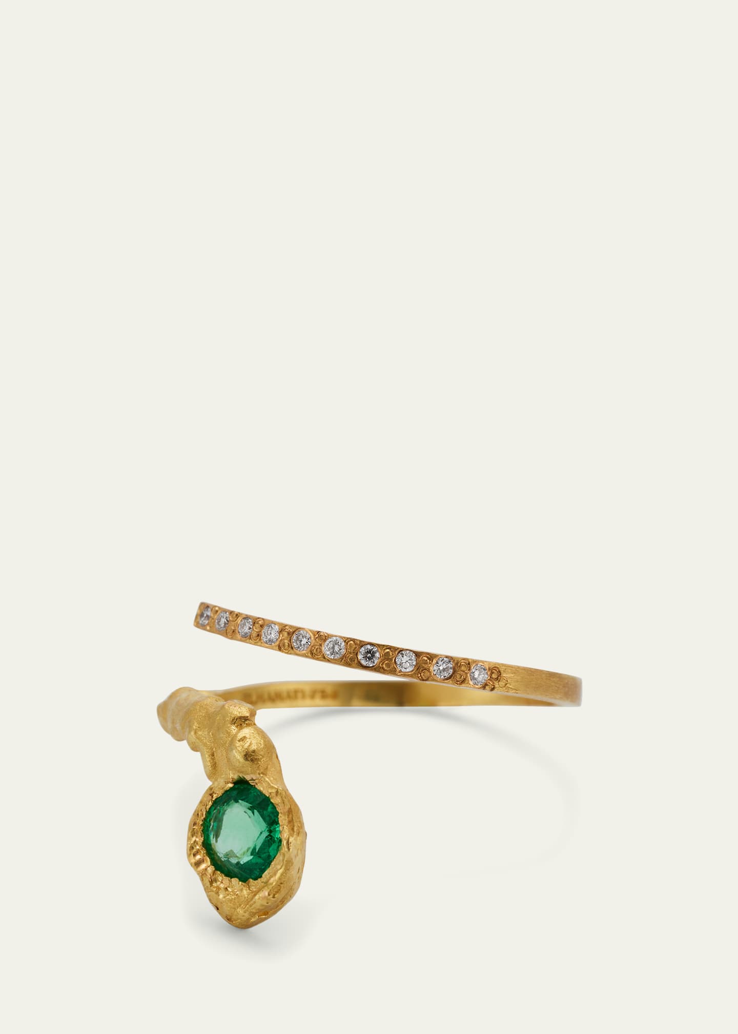 Elhanati Eva Ring in 18K Solid Yellow Gold with 4.4mm Emerald and Top ...