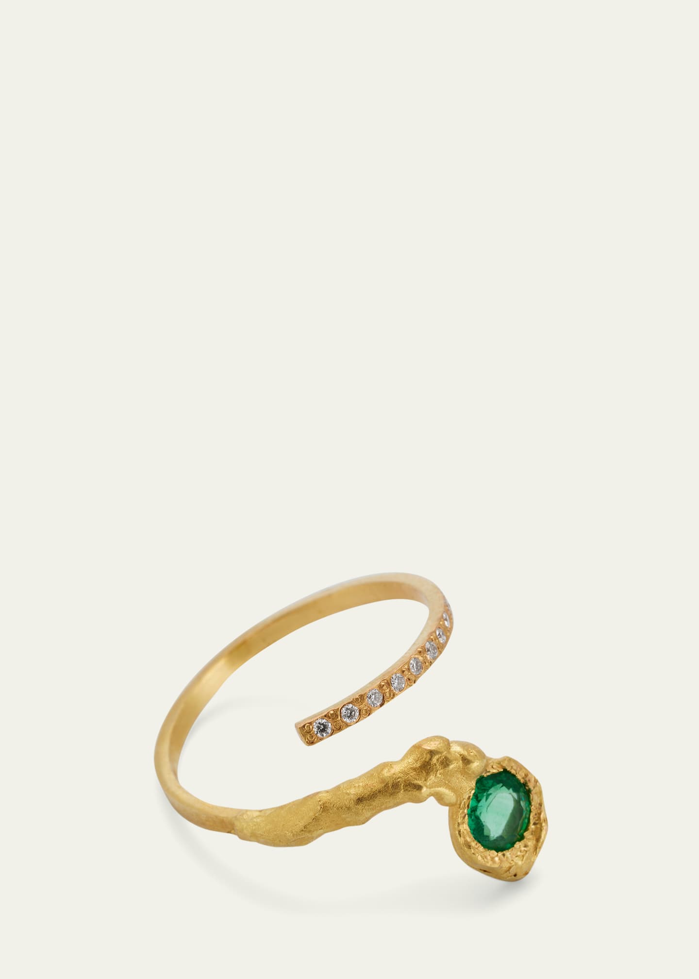 Elhanati Eva Ring in 18K Solid Yellow Gold with 4.4mm Emerald and Top ...