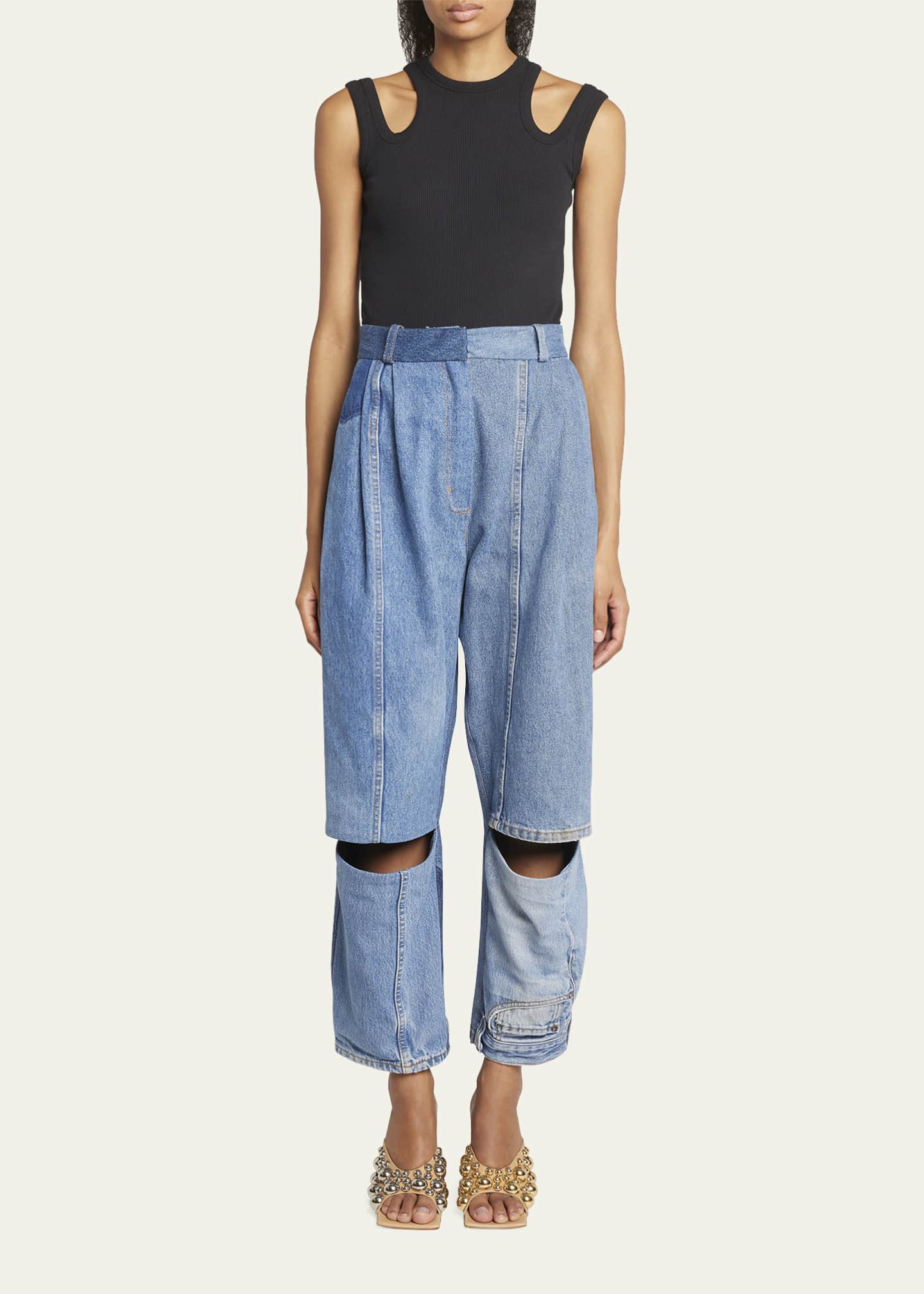 A.W.A.K.E. MODE Upcycled Straight Horizontal Slit Jeans - Bergdorf Goodman