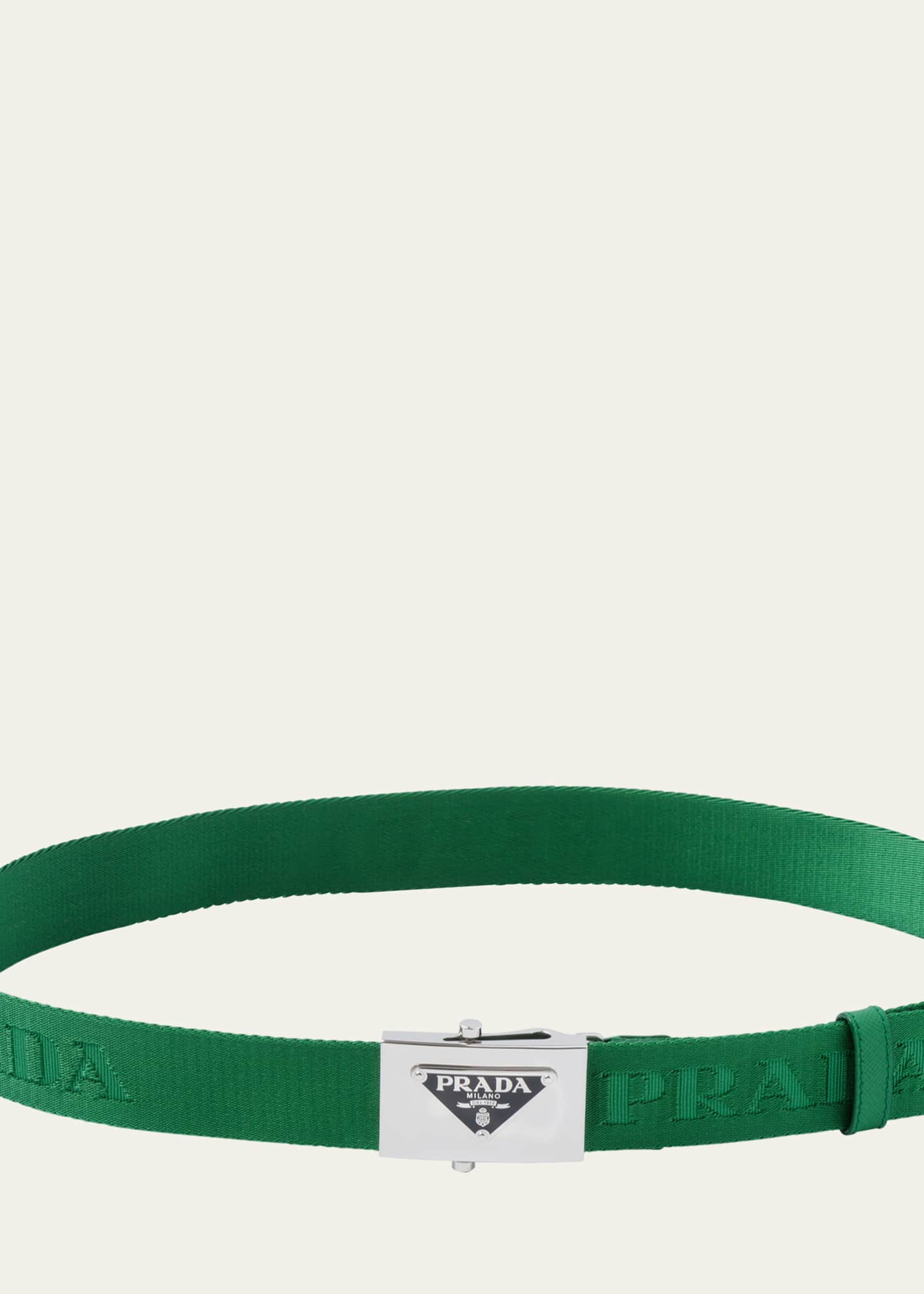 Prada Men's Triangle Logo Nylon Belt - Bergdorf Goodman