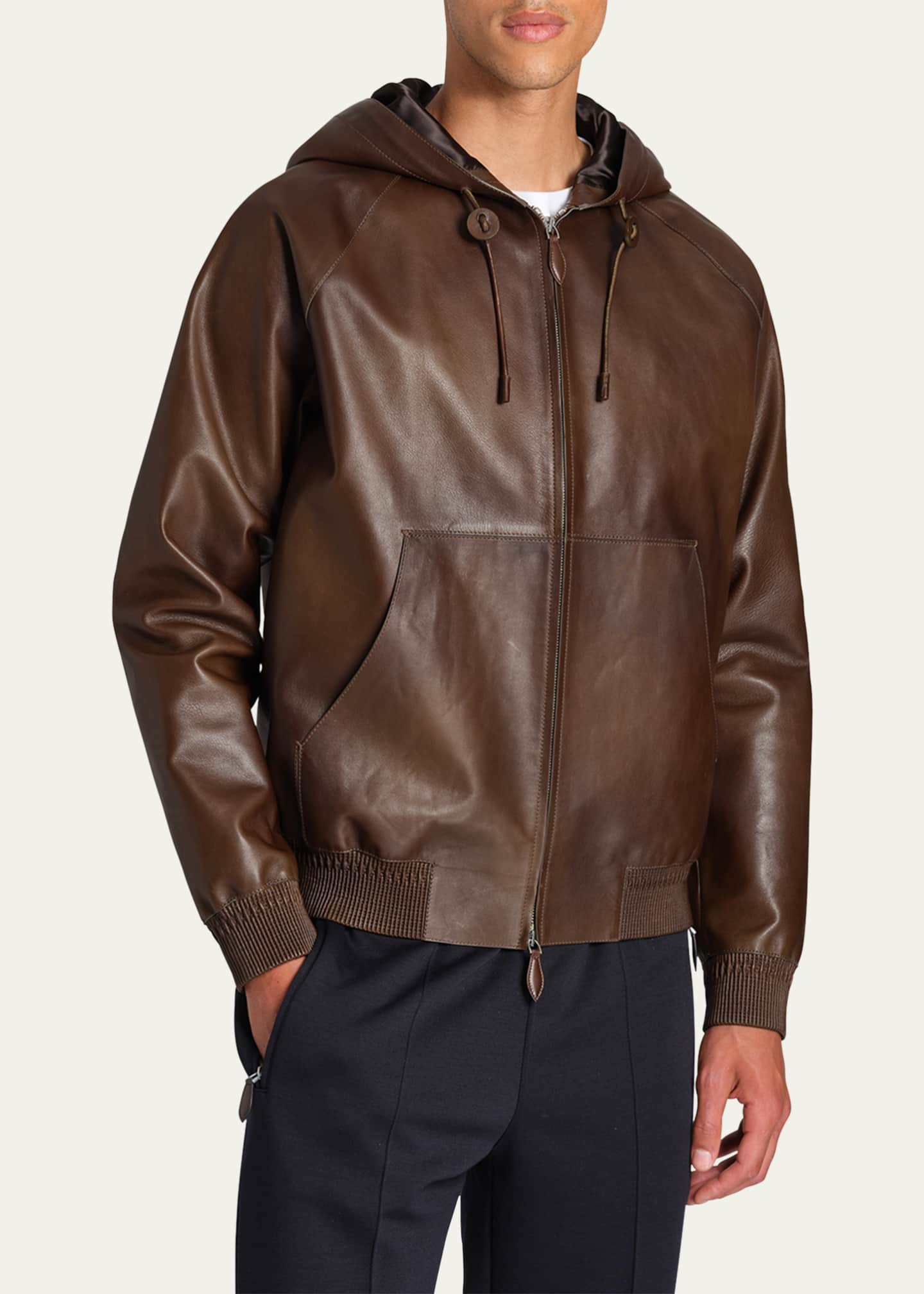 Berluti Men's B-Way Hooded Leather Blouson Jacket - Bergdorf Goodman
