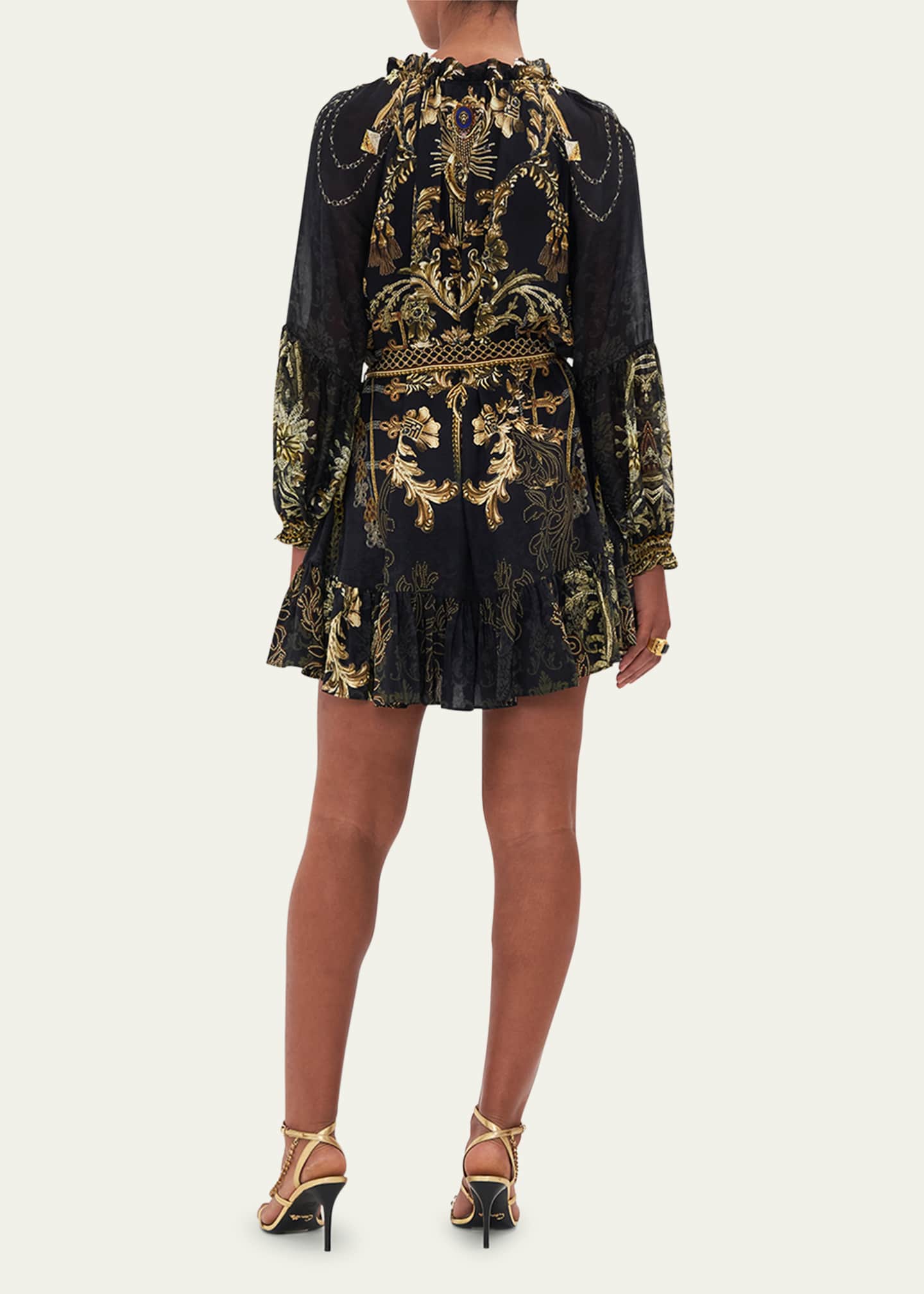 Camilla Silk Ruffle Trapeze Mini Dress - Bergdorf Goodman