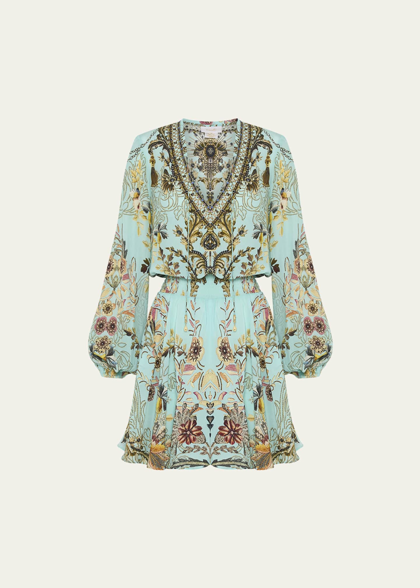 Camilla Shirred Silk Relaxed Short Dress - Bergdorf Goodman