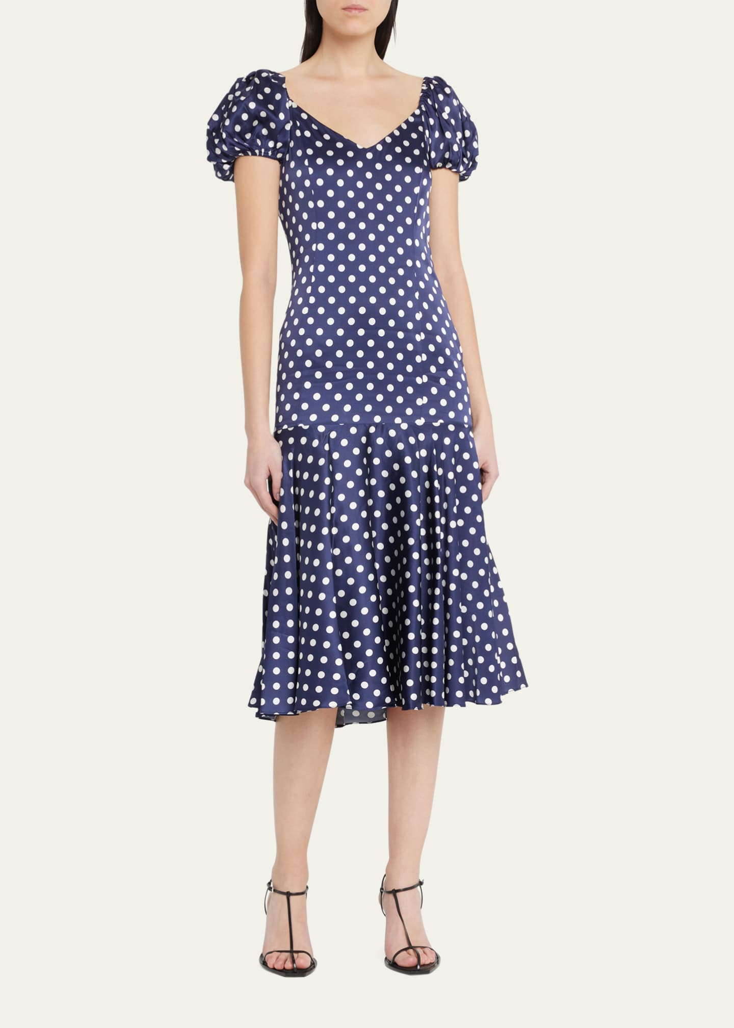 Caroline Constas Monroe Polka Dot Silk Midi Dress Bergdorf Goodman