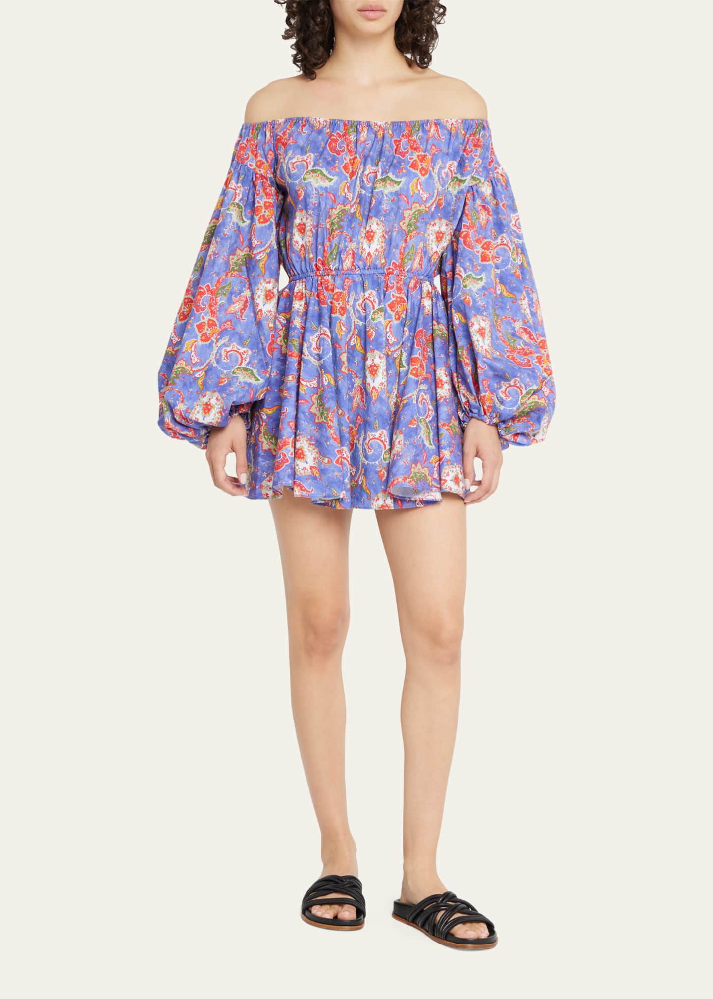Caroline Constas Charli Balloon-Sleeve Off-Shoulder Mini Dress ...