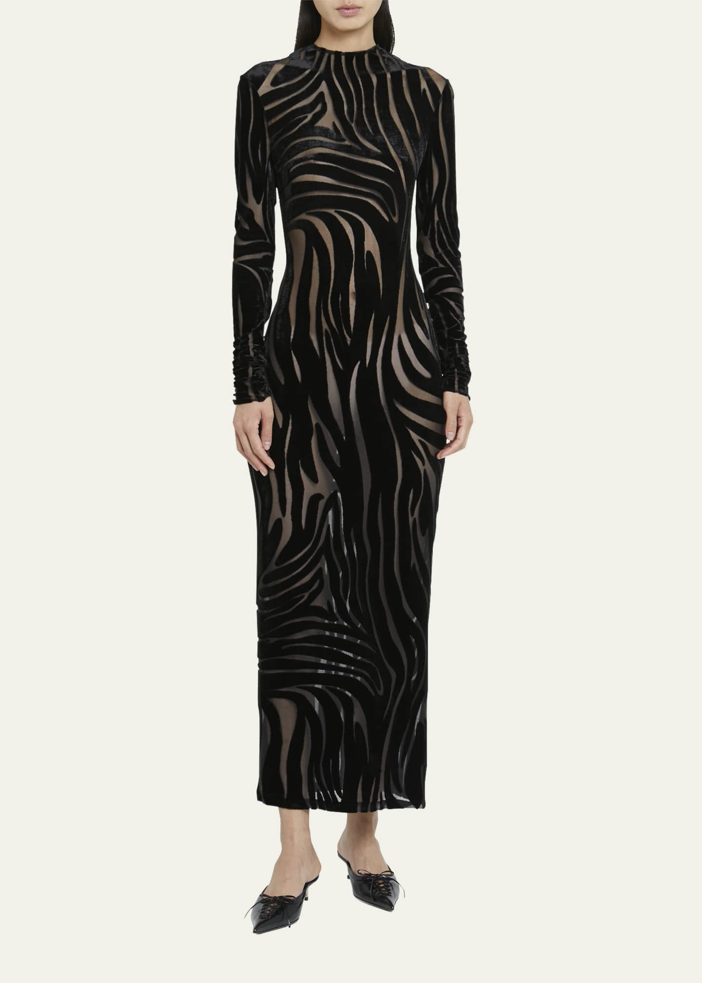 Versace Zebra Jersey Velour Fitted Jacquard Dress - Bergdorf Goodman