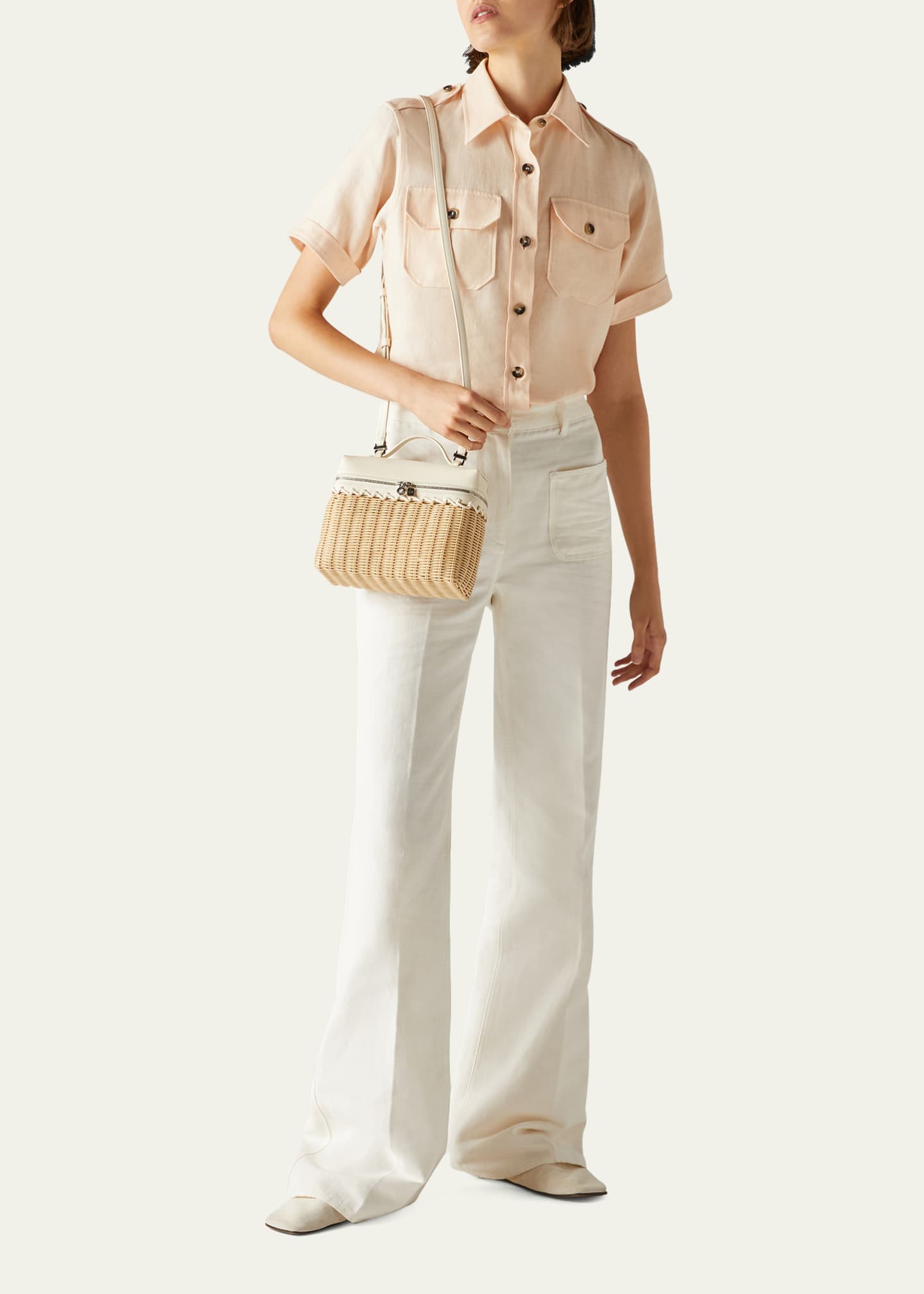 Loro Piana Extra Pocket L19 Wicker & Leather Pouch - Bergdorf Goodman