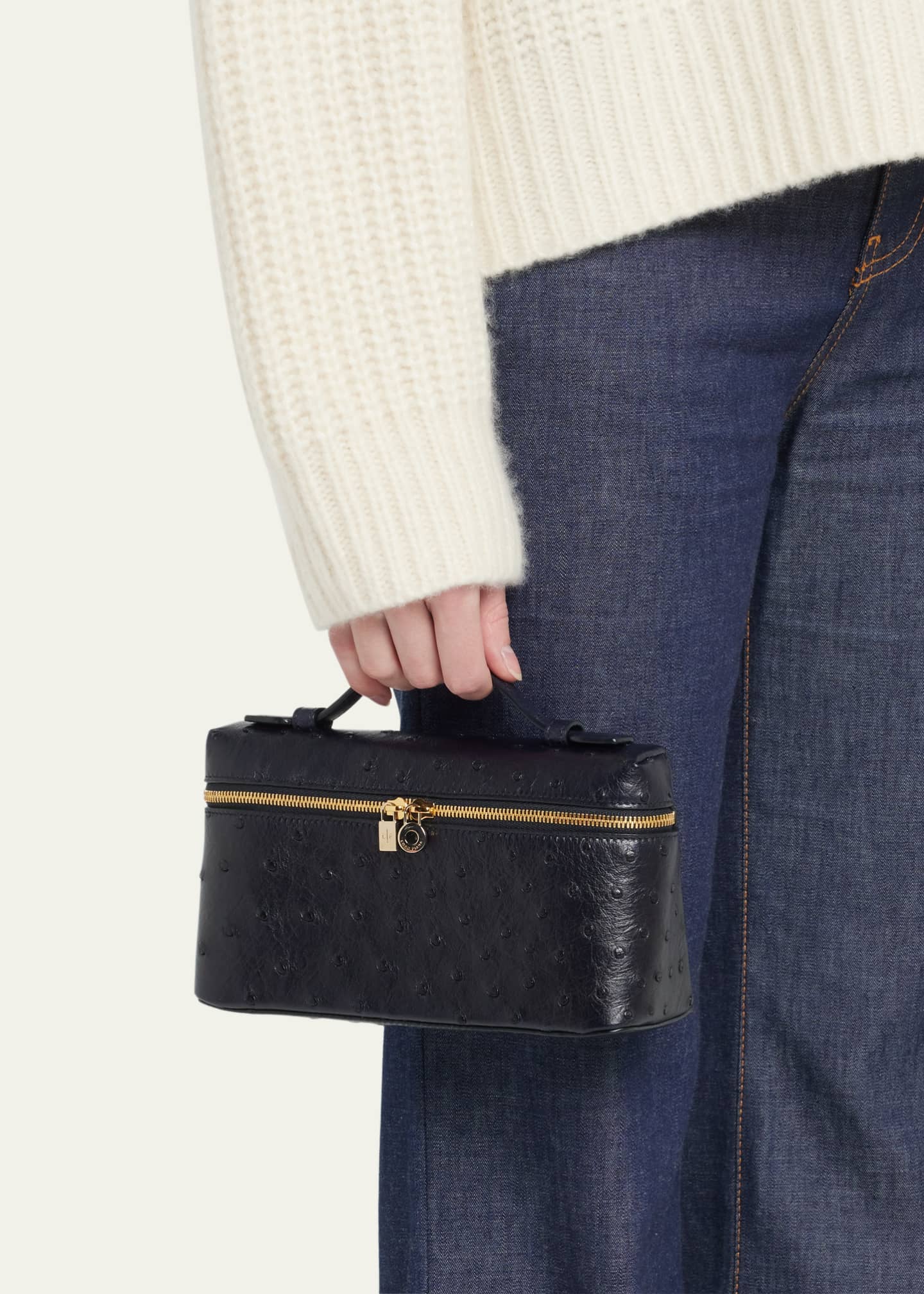 Loro Piana Extra Pocket L19 Shiny Ostrich Pouch - Bergdorf Goodman