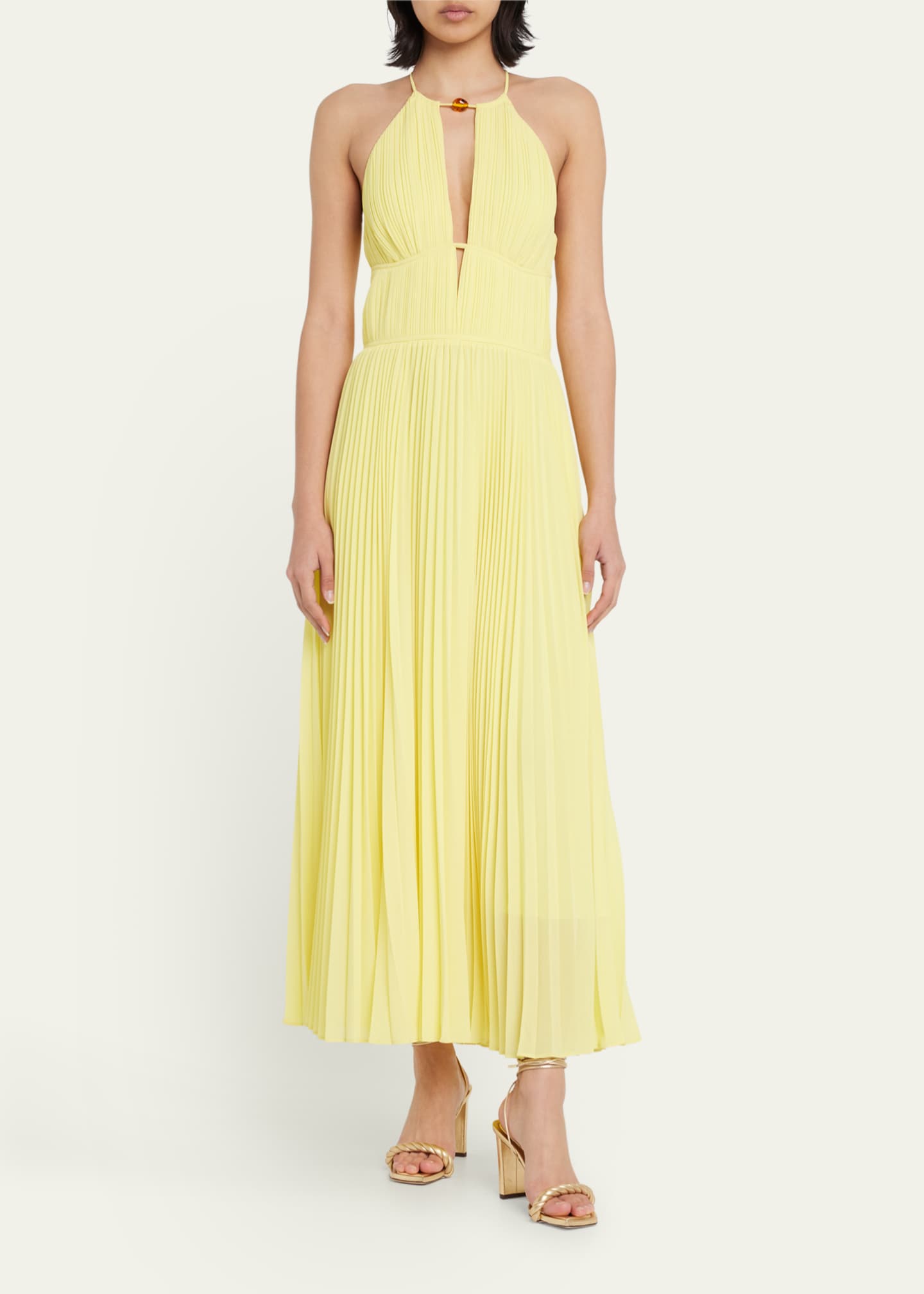 SIMKHAI Carli Plisse Halter Midi Dress - Bergdorf Goodman