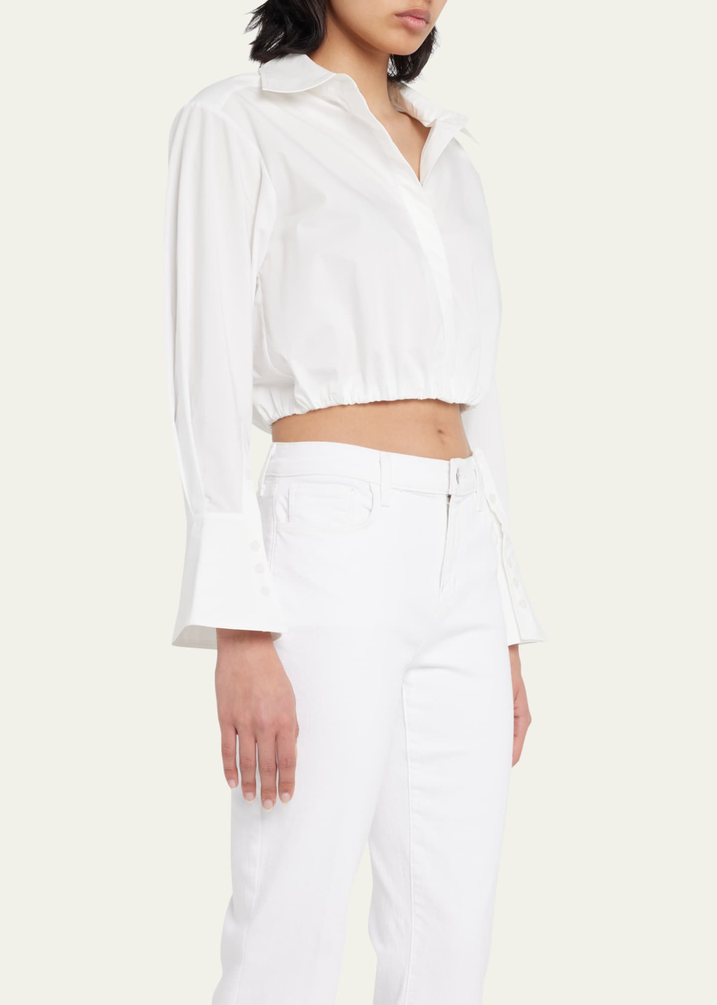 SIMKHAI Blythe Cotton Poplin Button-Front Crop Top - Bergdorf Goodman