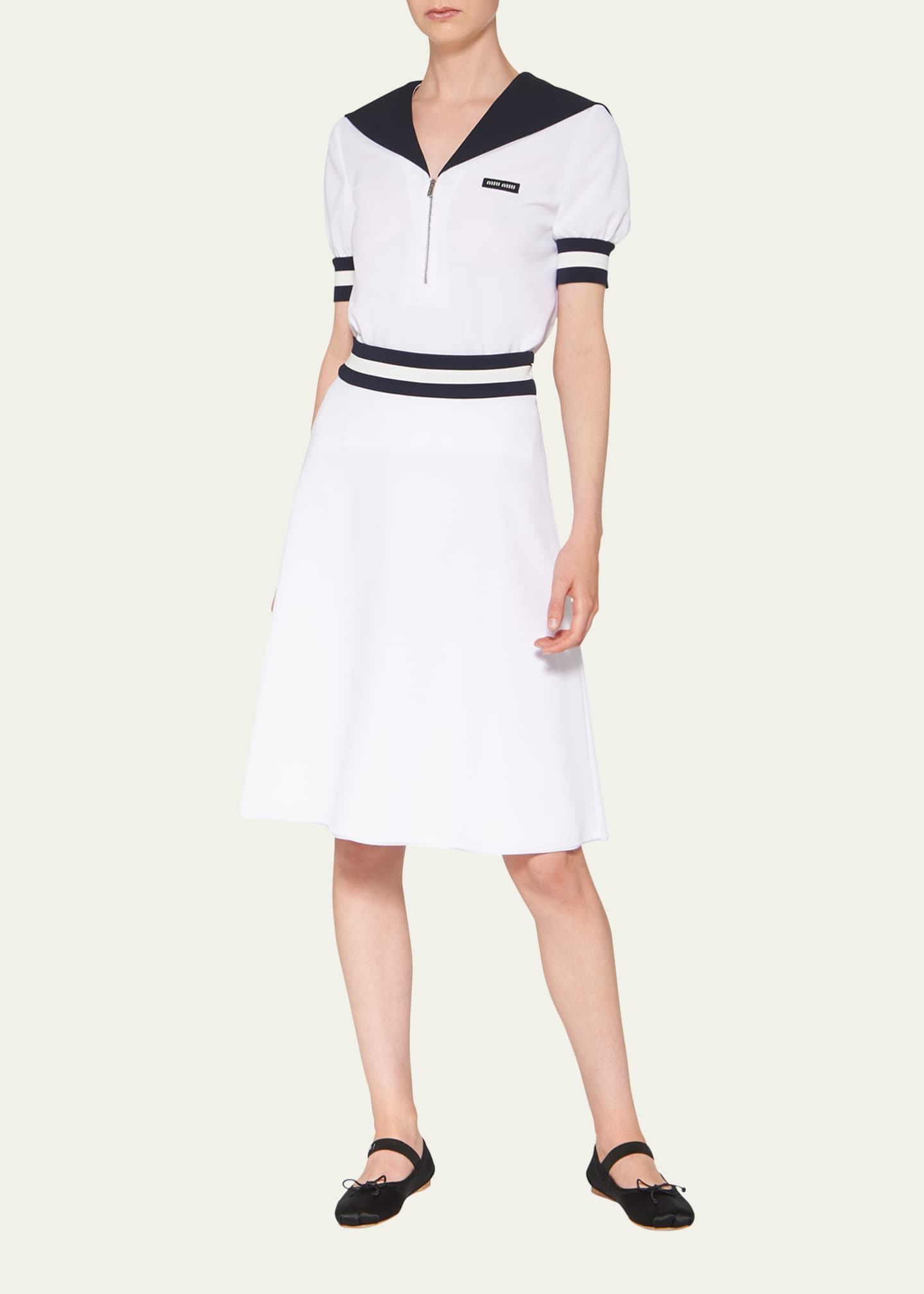 Miu Miu Sailor-Collar Pique Top - Bergdorf Goodman